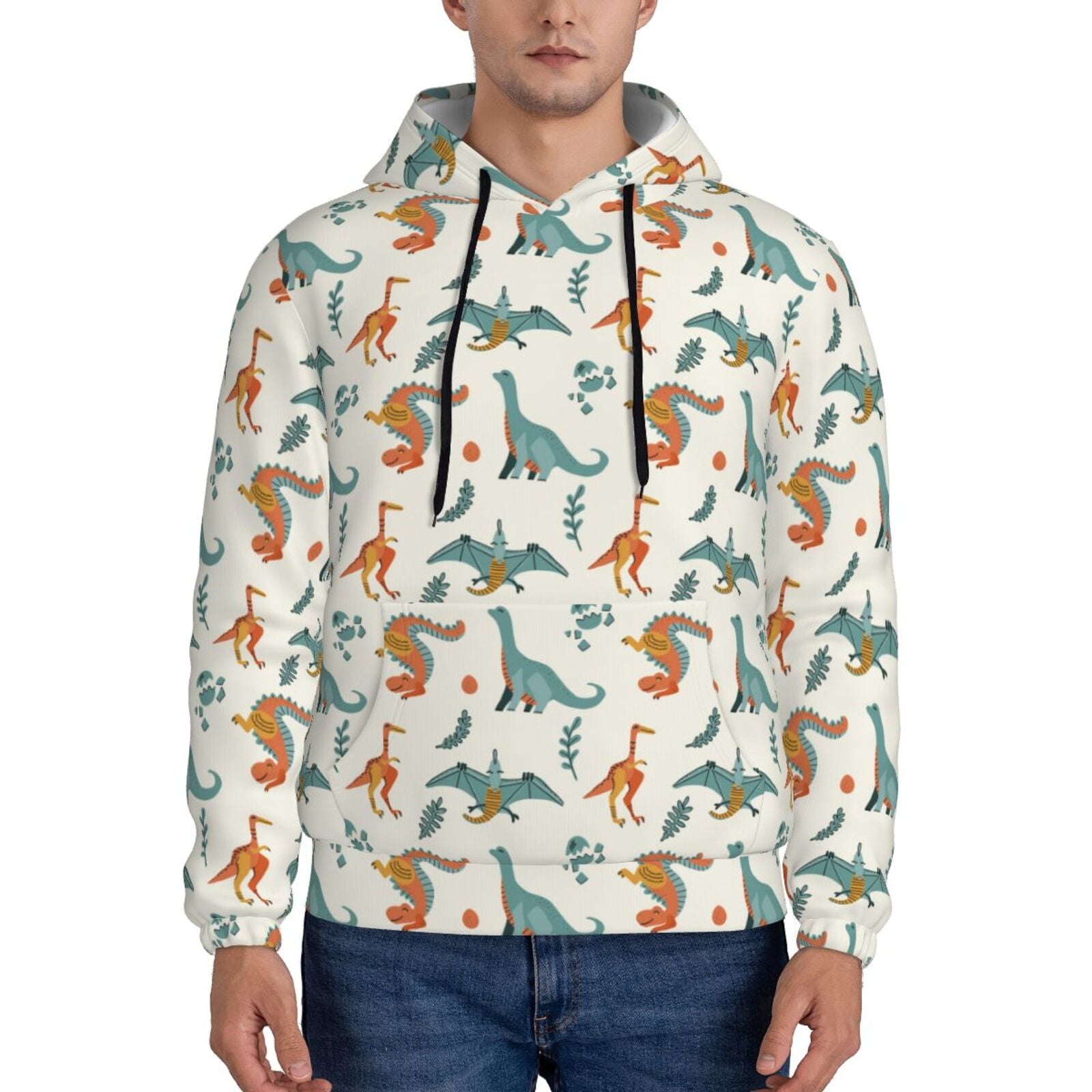 Daiia Summer Dinosaur for Men's Fashion Hoodies & Sweatshirts with Kangaroo Pocket Hooded ...