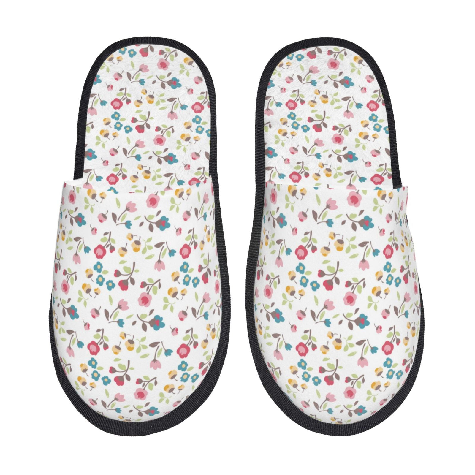 Daiia Summer Floral Pattern Furry Slippers for Women and Men, Soft ...