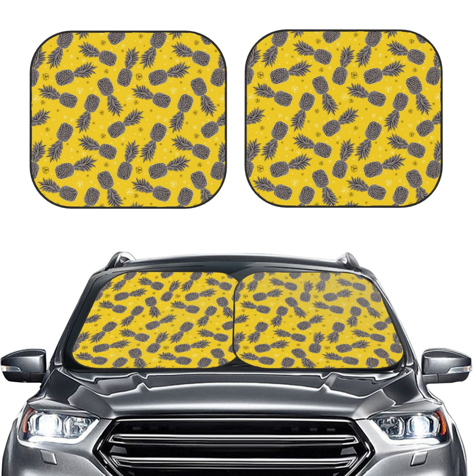 Daiia Summer Pineapple 2PCS Car Windshield Sun Shade, Foldable Sun ...