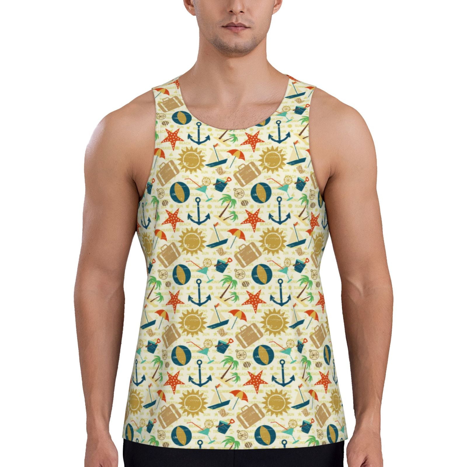Daiia Summer and sea Printed Men's Quick Dry Fit Muscle Tank Top Slim ...
