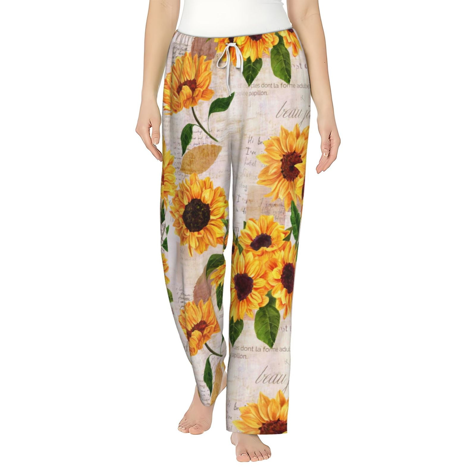 Daiia Sunflower 5 Women's Sleep Pant with Pockets and Drawstring,Pajama ...