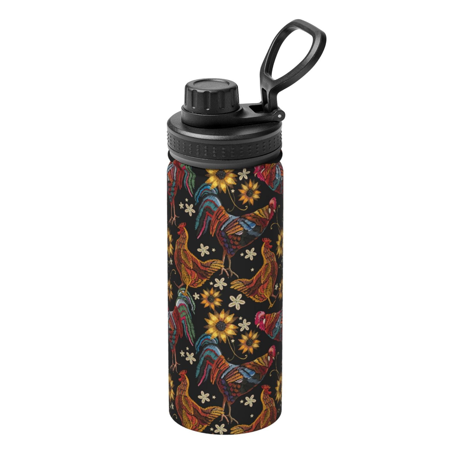 Daiia Sunflower Rooster Printed 18 OZ Sports Insulated Kettle Drinking ...