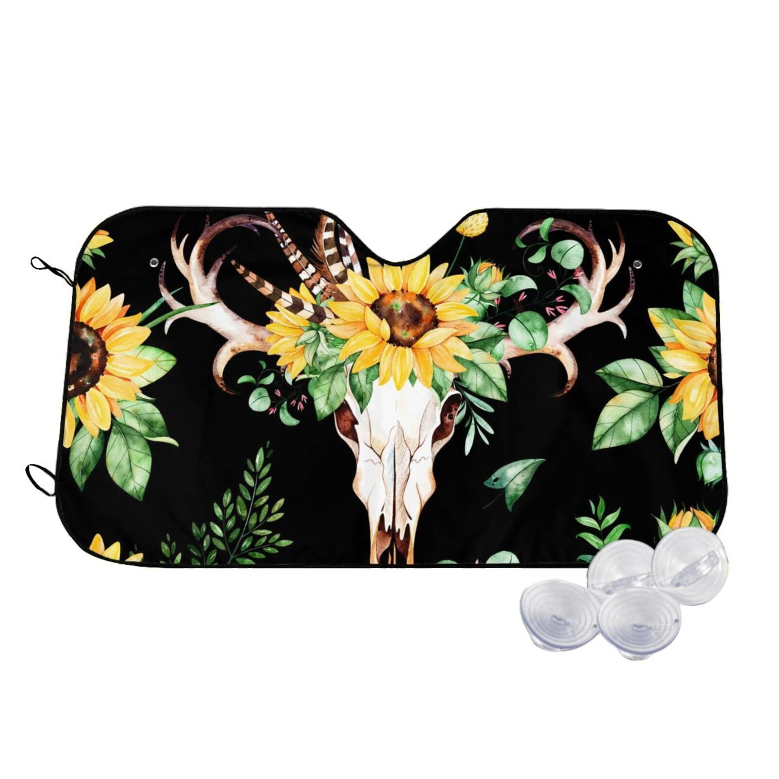 Daiia Sunflower Skull Boho Windshield Sun Shade for Car SUV Truck ...