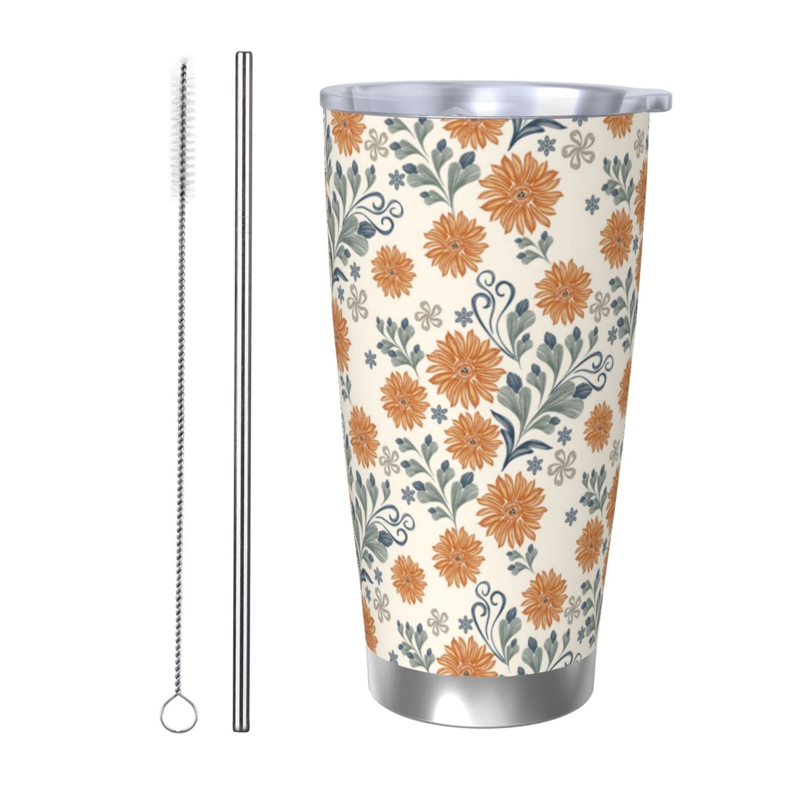 Daiia Sunflowers 5 Printed 20oz Insulated Coffee Cup with Straw Topper ...