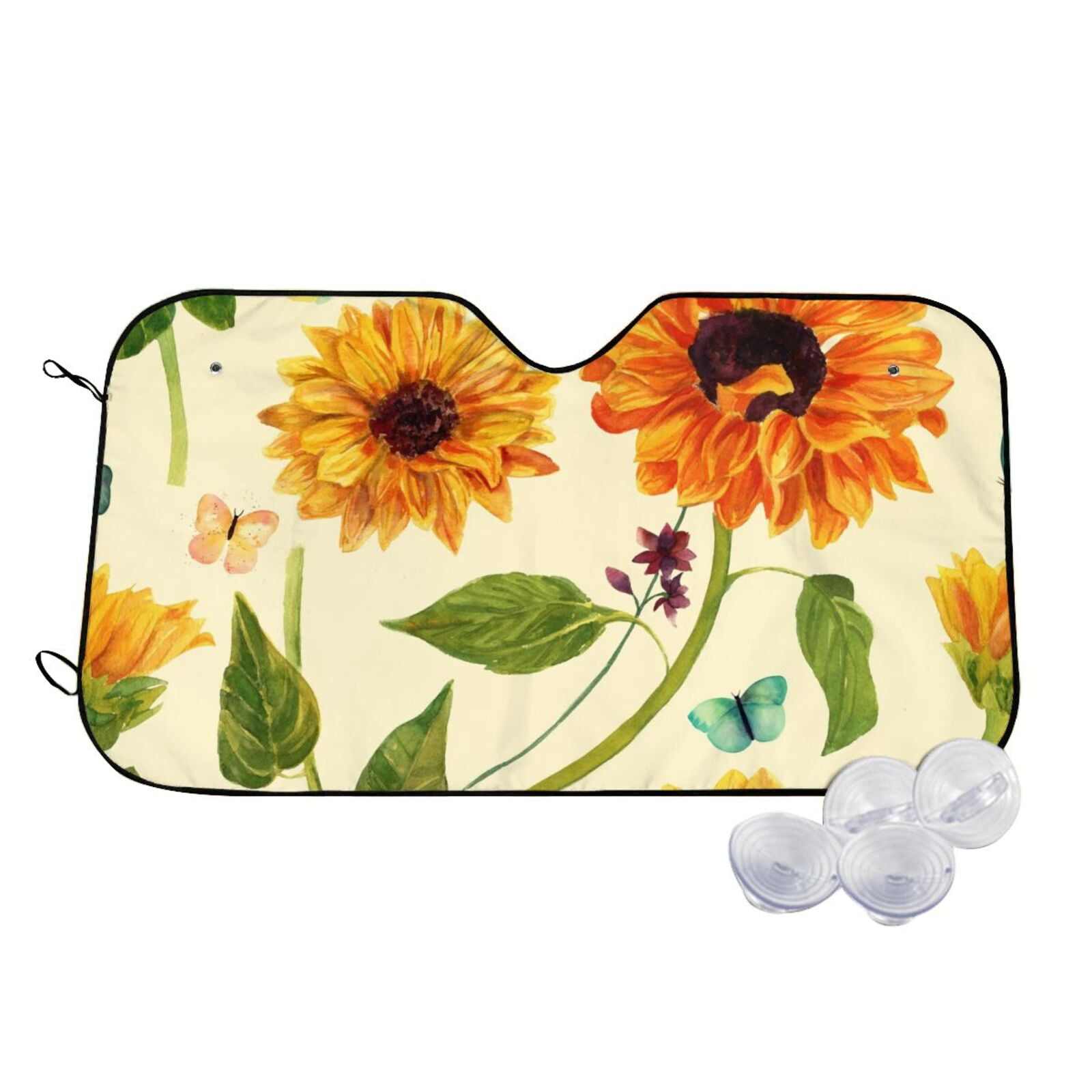 Daiia Sunflowers And Butterflies Windshield Sun Shade for Car SUV Truck ...
