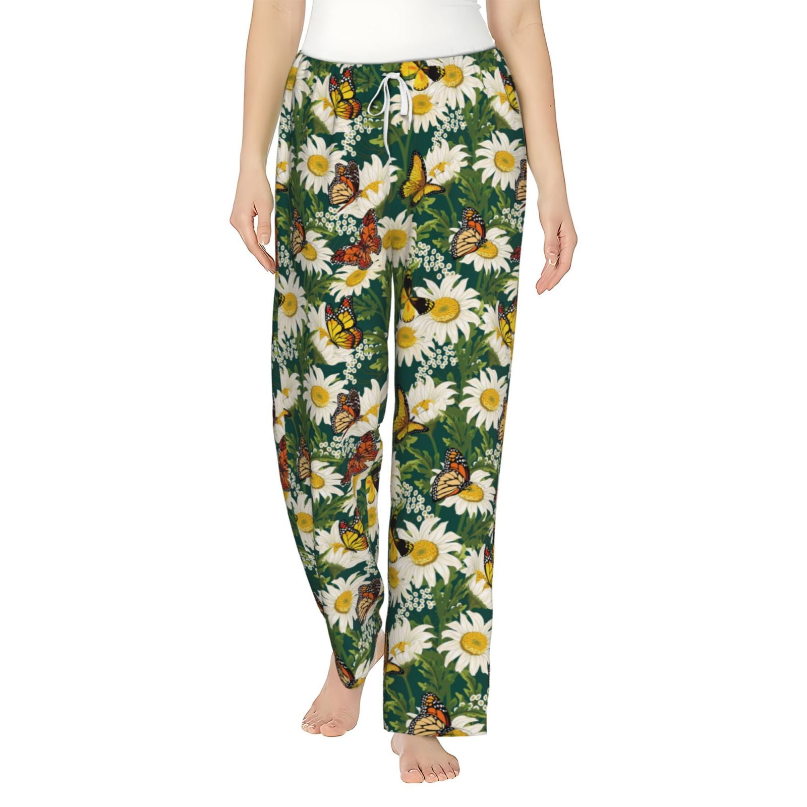 Daiia Sunflowers And Butterflies Women's Sleep Pant with Pockets and ...
