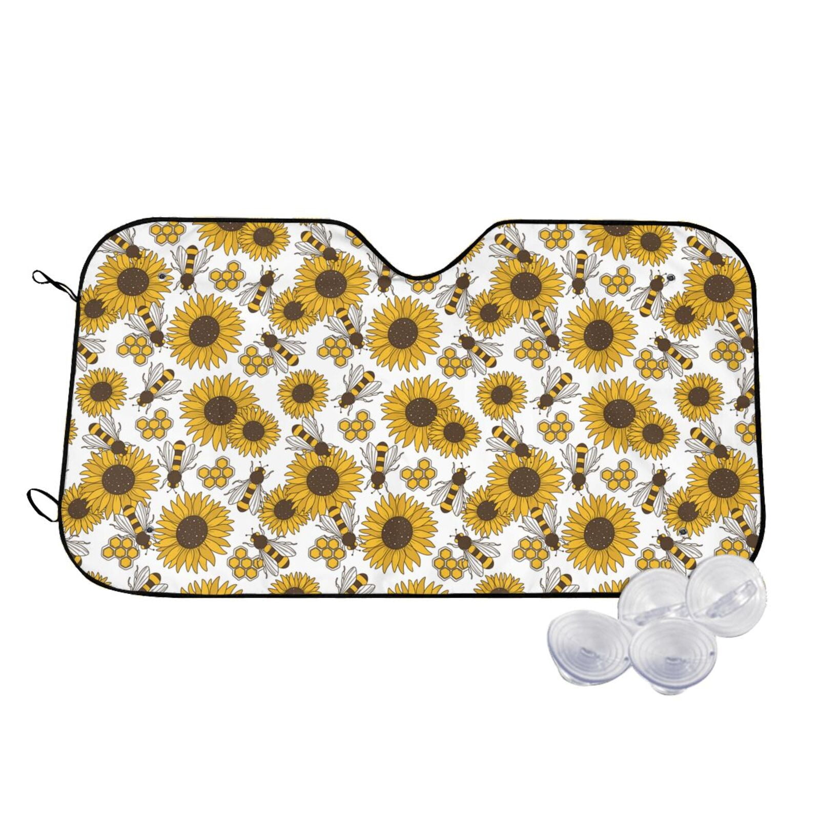 Daiia Sunflowers and Bees Windshield Sun Shade for Car SUV Truck ...