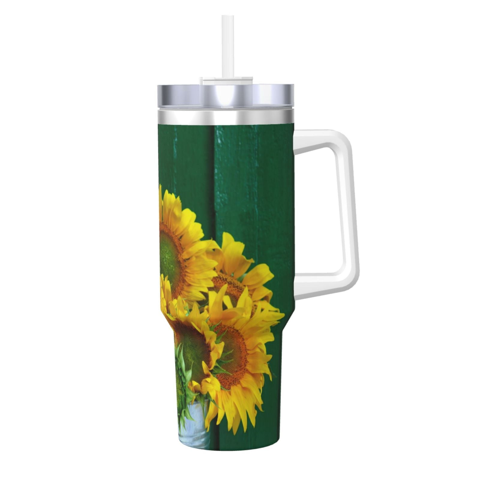 Daiia Sunflowers in Bucket Printed 40 oz Tumbler with Handle,Ice Bully ...
