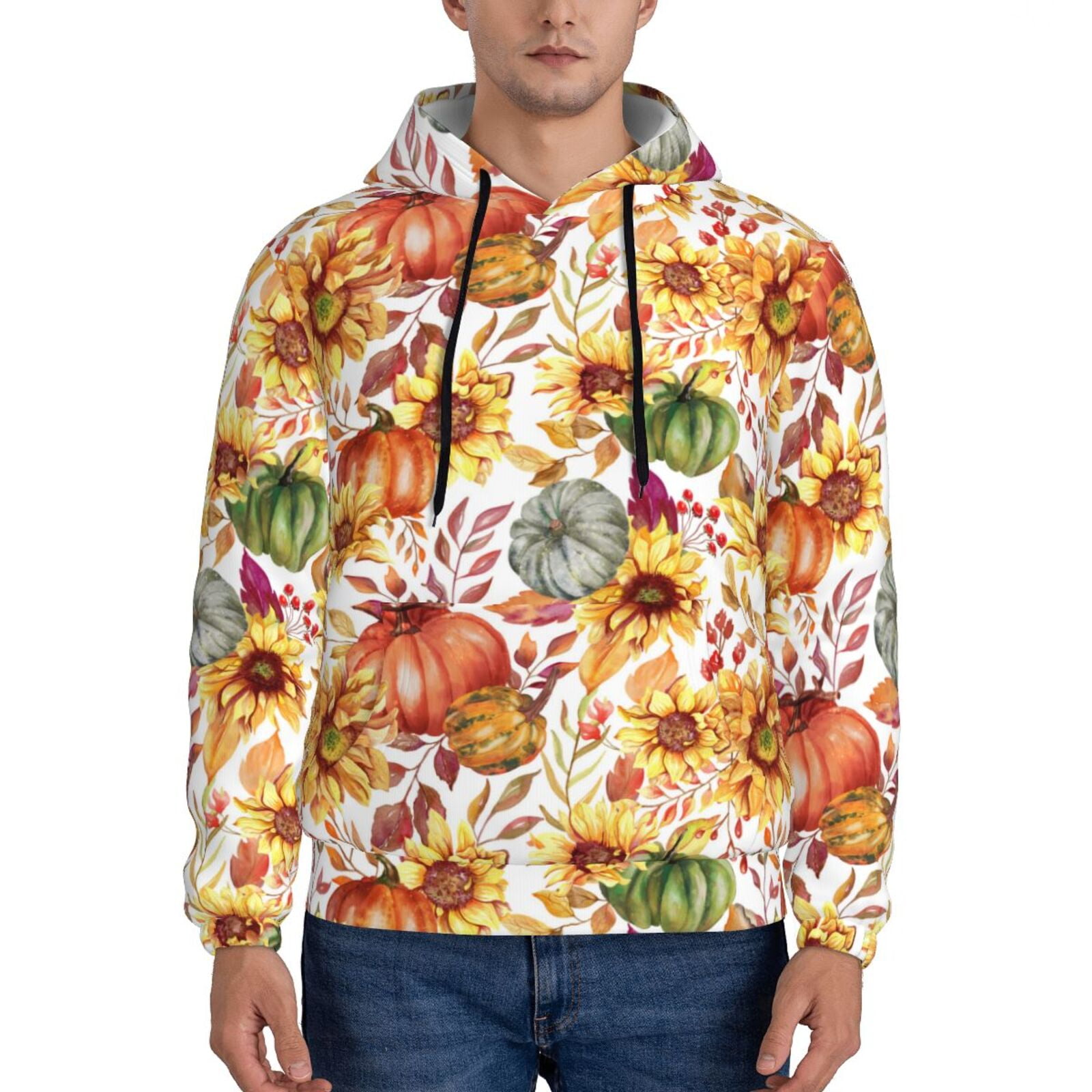 Daiia Sunflowers Pumpkins And Autumn Leaves for Men's Fashion Hoodies ...