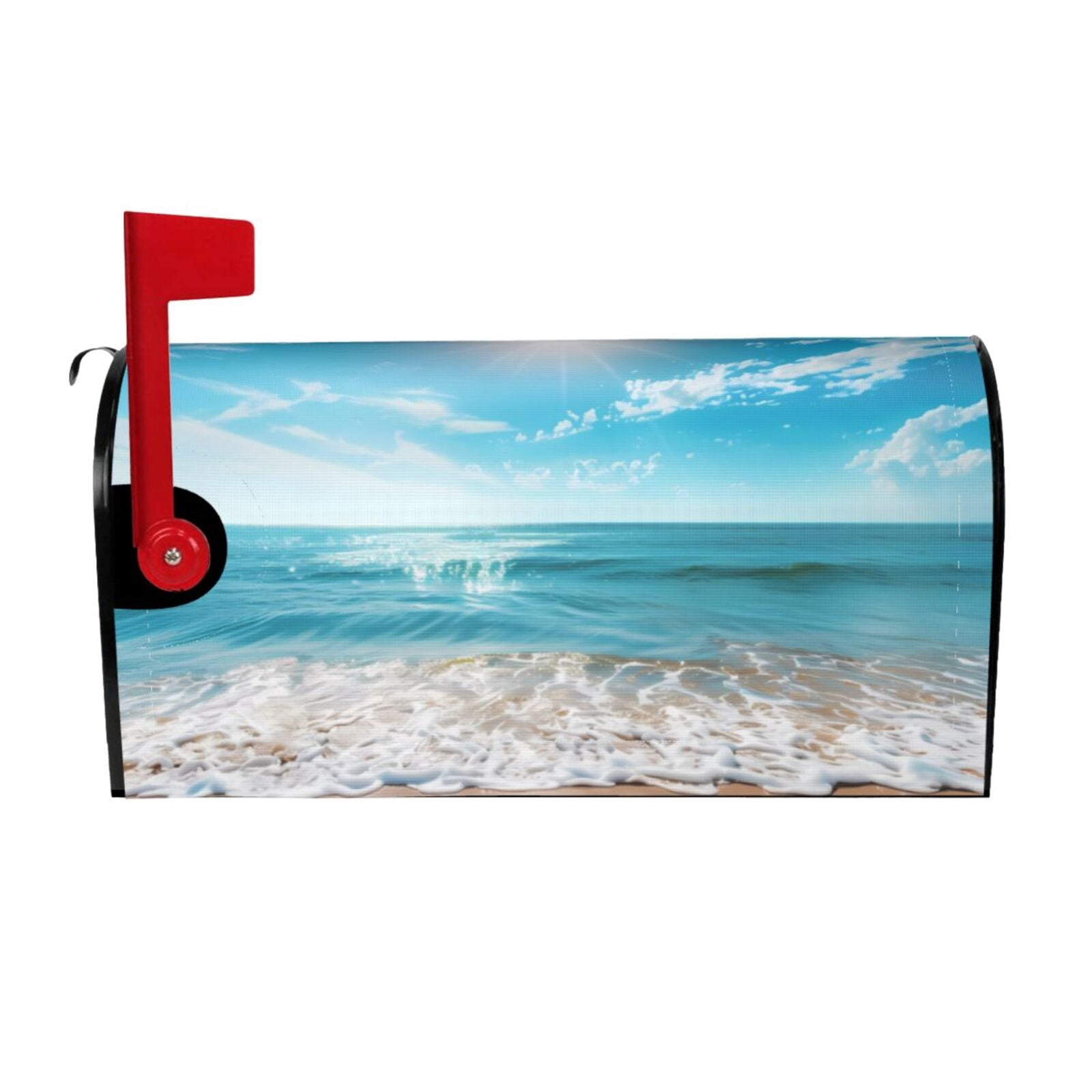 Daiia Sunny Ocean Waves Mailbox Cover , Magnetic Welcome Mailbox Wraps ...