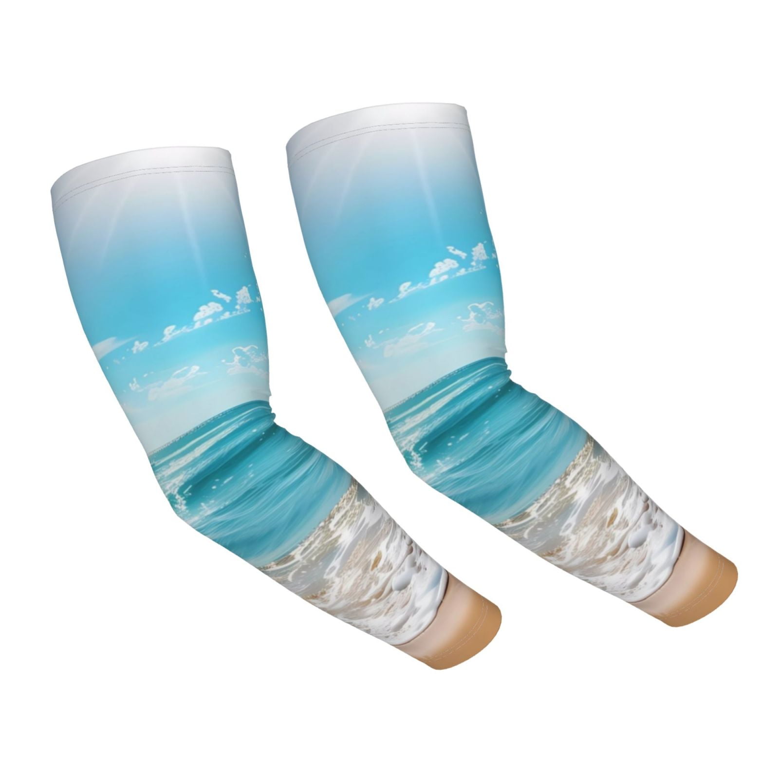 Daiia Sunny Ocean Waves UV Sun Protection Arm Sleeves - Cooling ...
