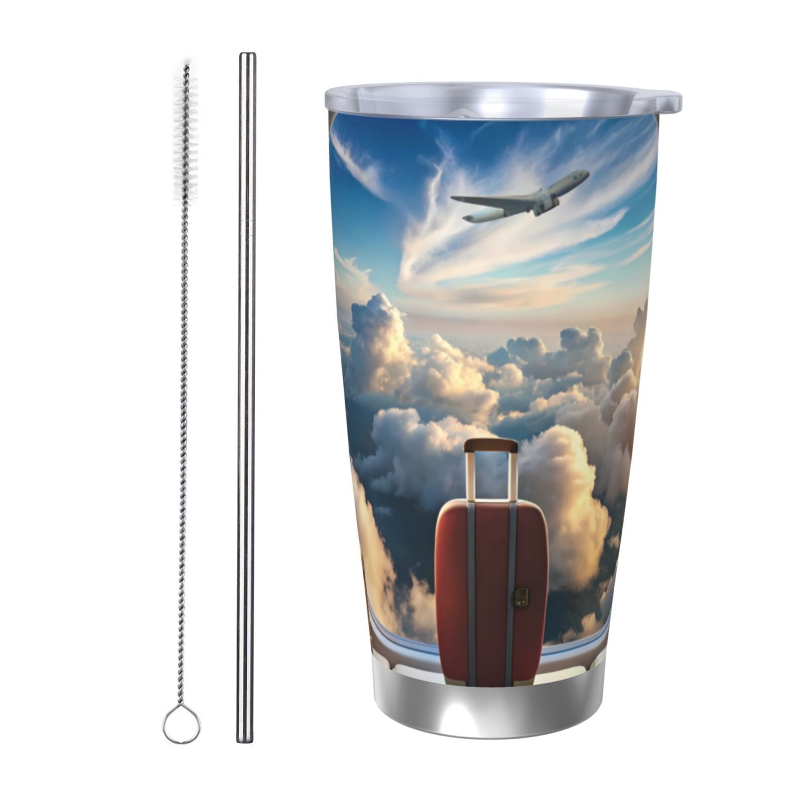 Daiia Sunset Airplane Travel View Printed 20oz Insulated Coffee Cup ...