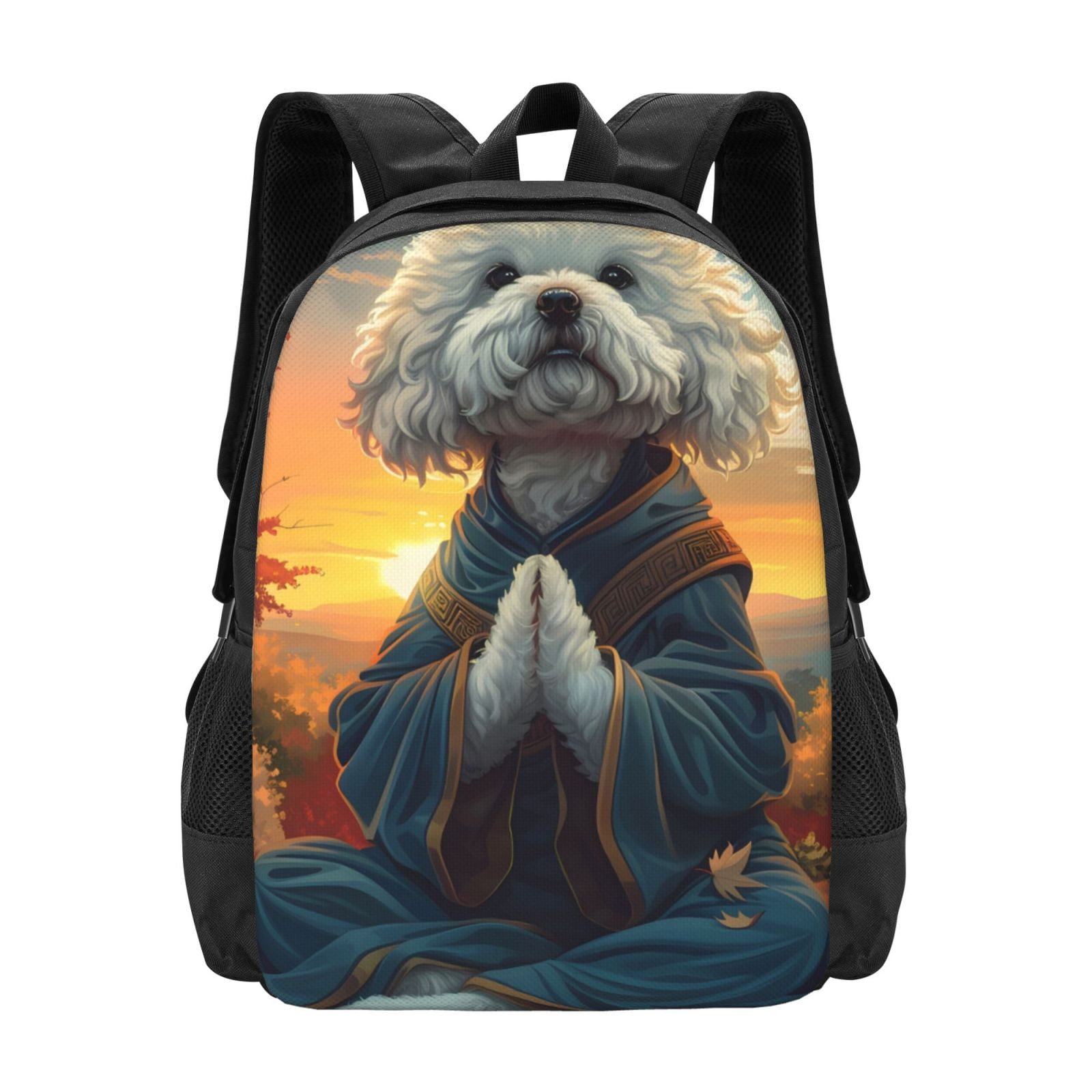 Daiia Sunset Meditating Bichon Frise Backpack for Men and Women ...