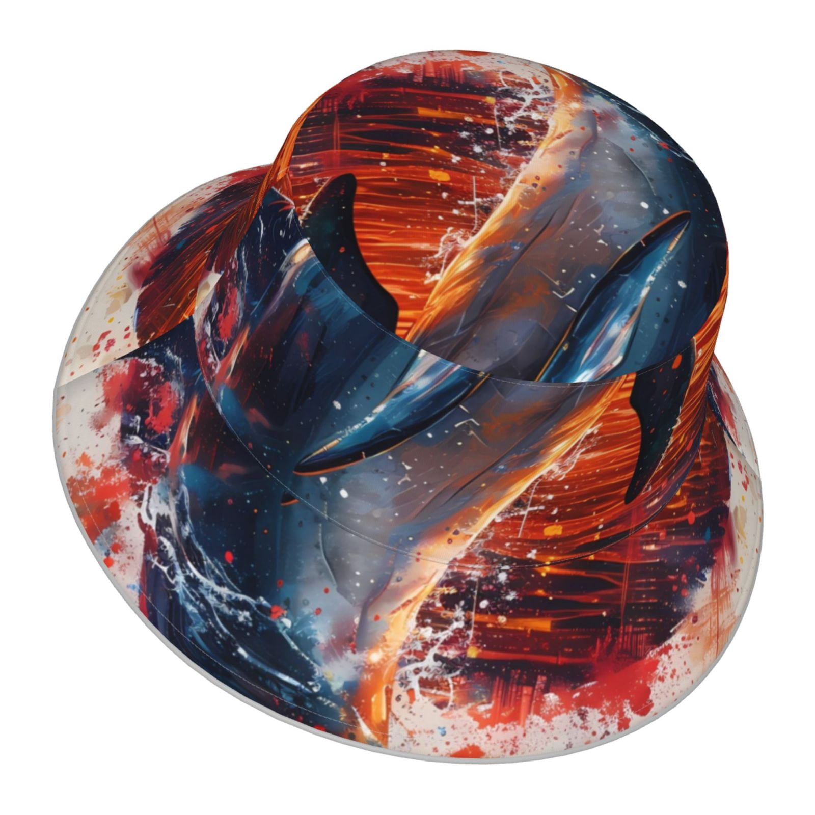 Daiia Sunset Ocean Watercolor Dolphin Pattern Bucket Hat - Trendy ...