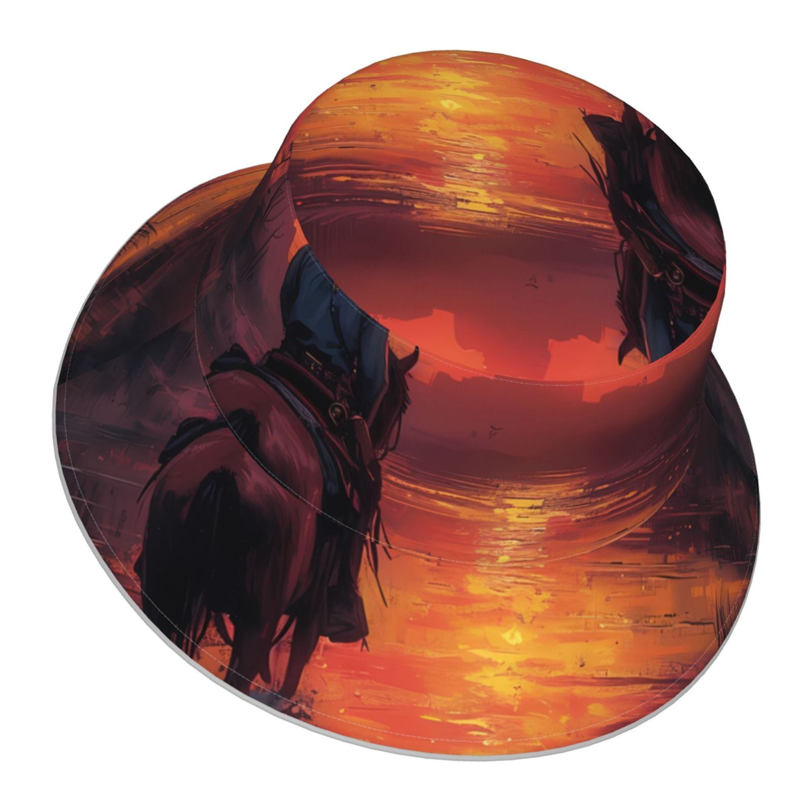 Daiia Sunset River Western Cowboy Pattern Bucket Hat - Trendy Cotton ...