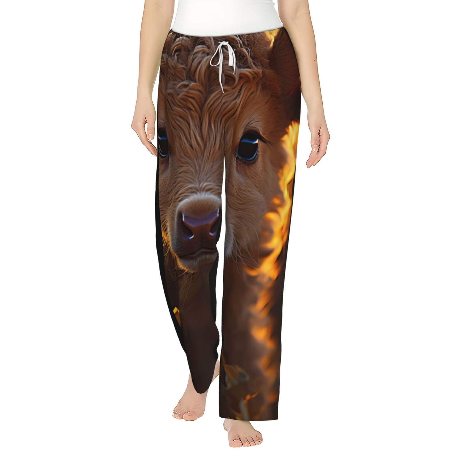 Daiia Sunset Sunflower Cow Women's Sleep Pant with Pockets and ...