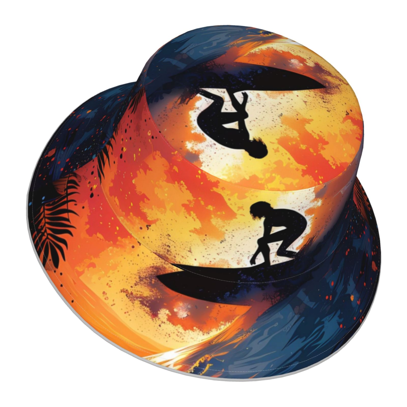 Daiia Sunset Surfing Silhouette Pattern Bucket Hat - Trendy Cotton Sun ...