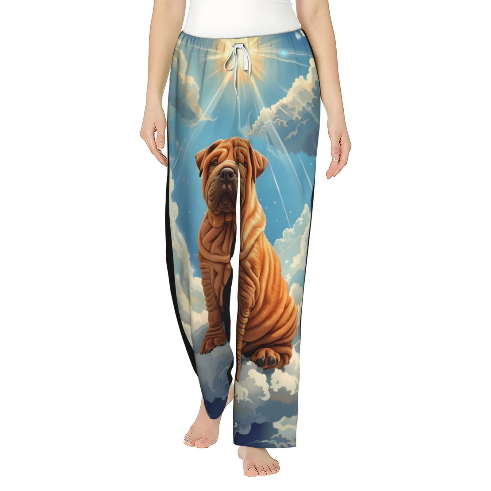 Daiia Sunshine Cloud Bulldog Women's Sleep Pant with Pockets and Drawstring,Pajama Pants-Medium ...