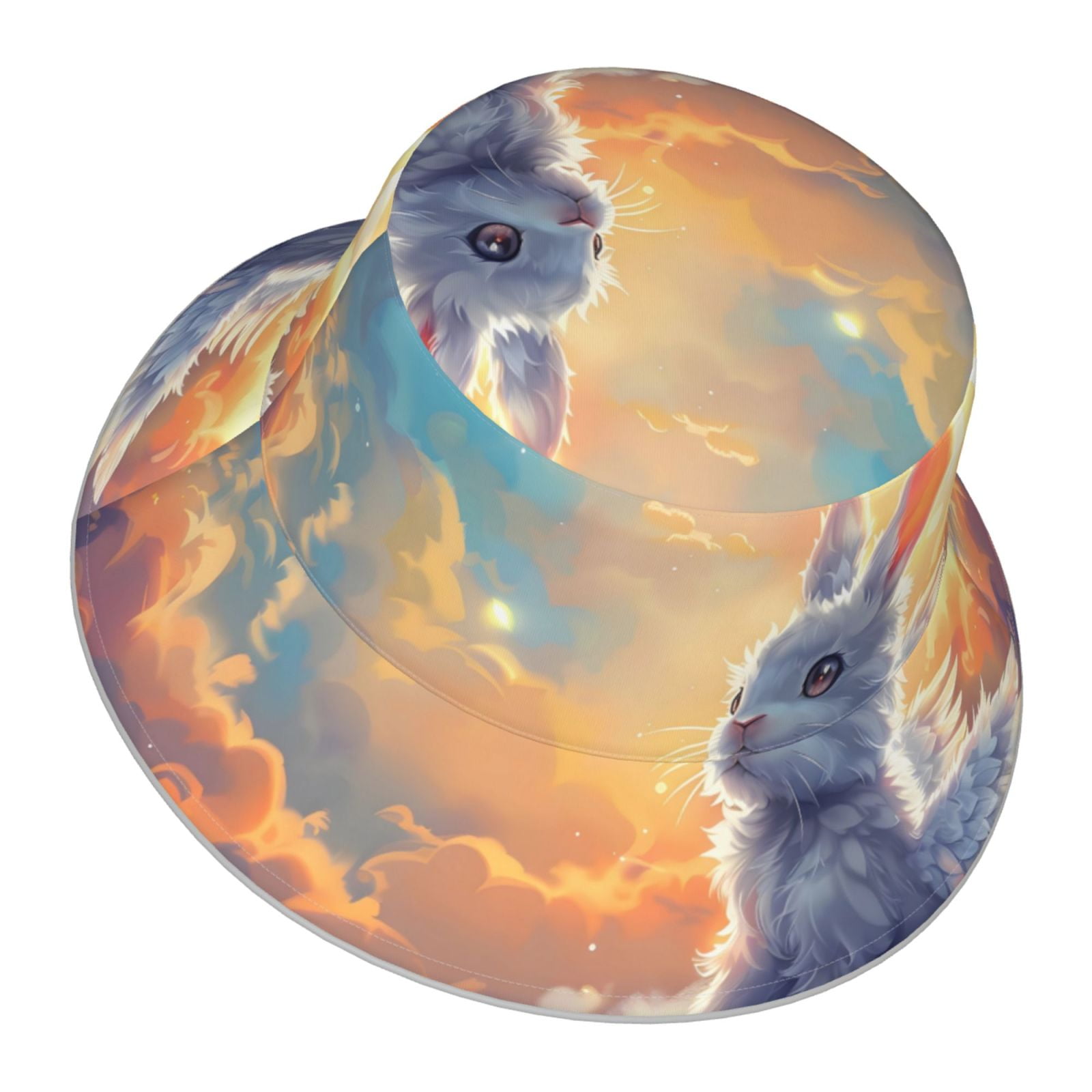 Daiia Sunshine Colorful Cloud Rabbit Pattern Bucket Hat - Trendy Cotton ...