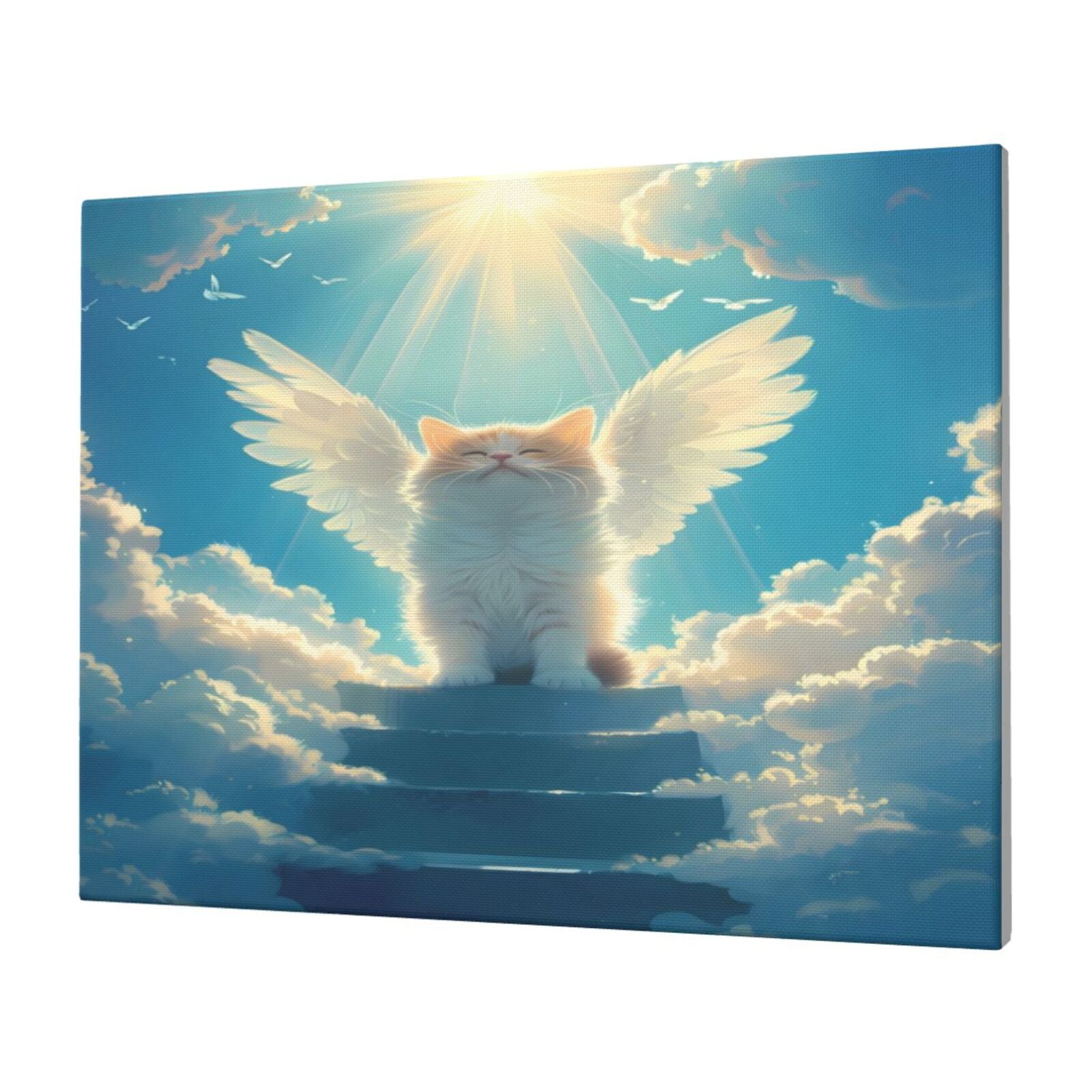 Daiia Sunshine Cute Winged Cat Print Canvas Decorative Picture ...