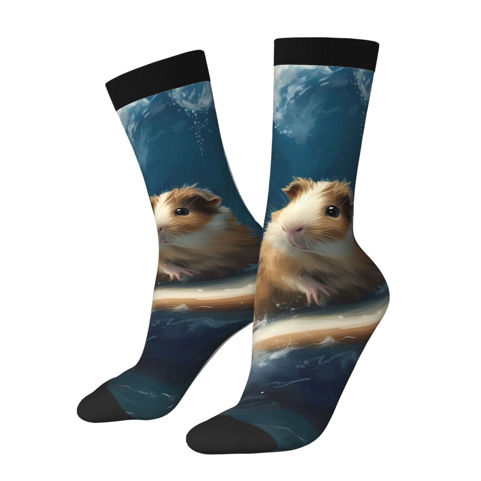 Daiia Surfing Guinea Pig Print Crew Socks – Soft Breathable Long Socks ...