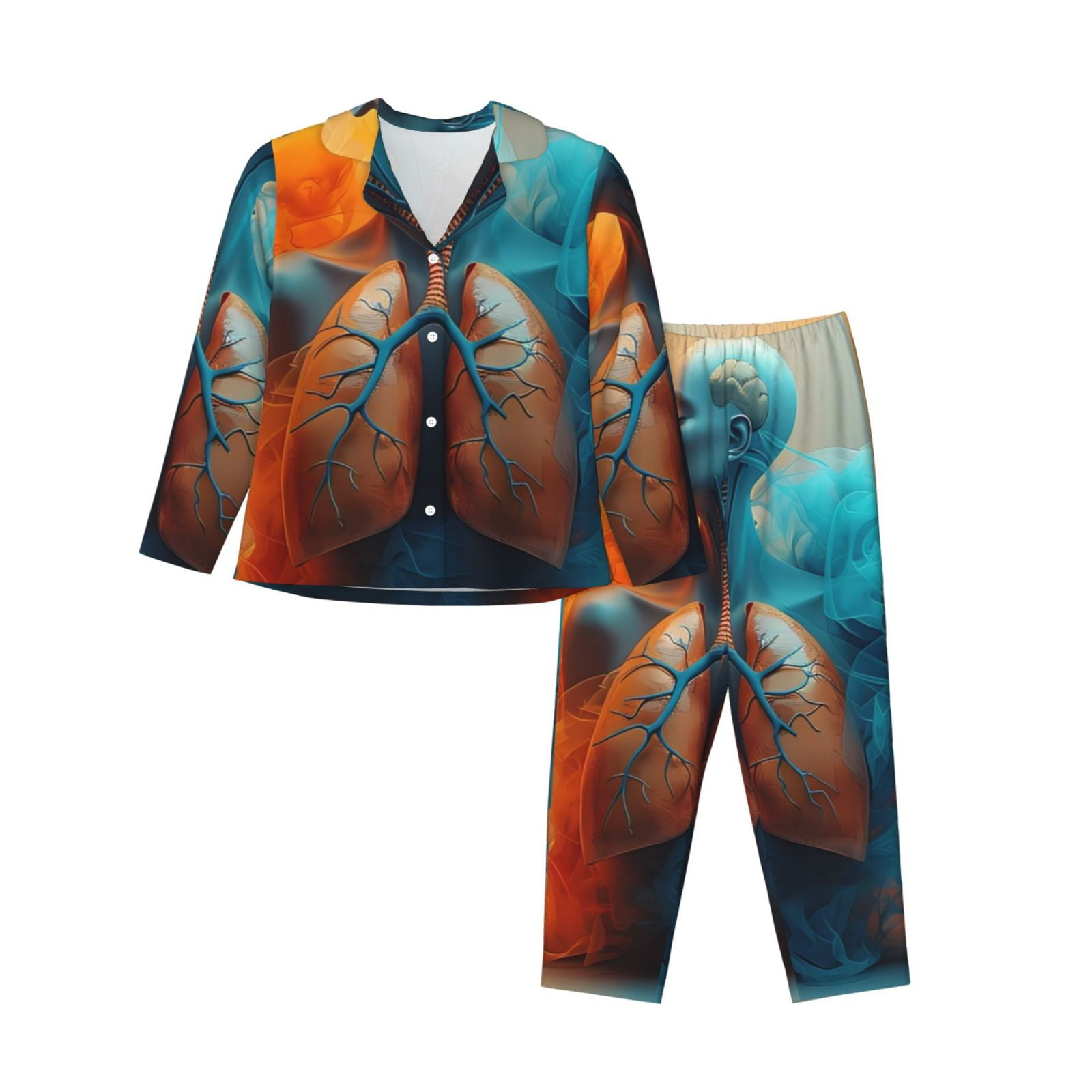 Daiia Surreal Body Art for Women's Long-Sleeved Pajama Set – Soft ...