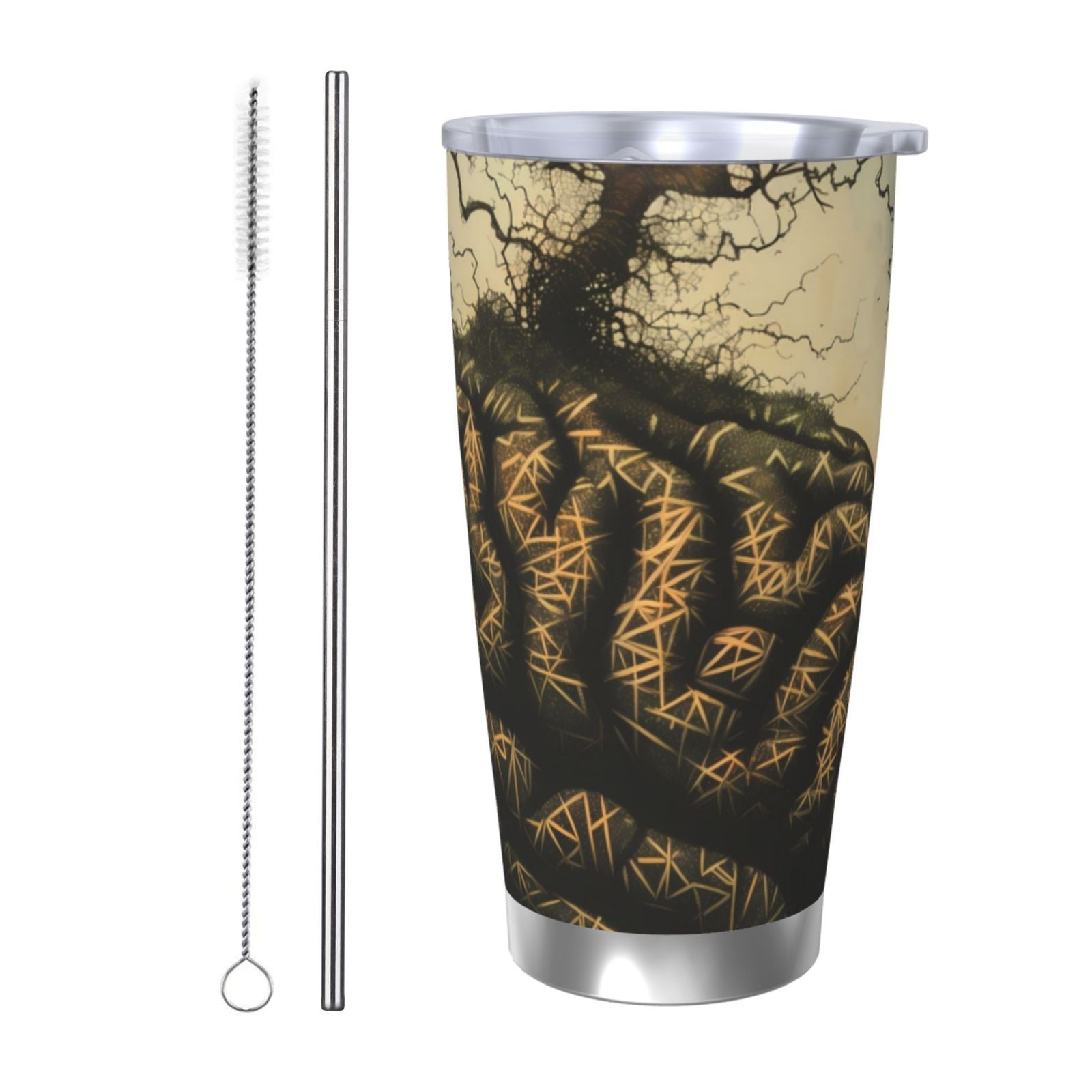 Daiia Surreal Brain Tree Printed 20oz Insulated Coffee Cup with Straw ...