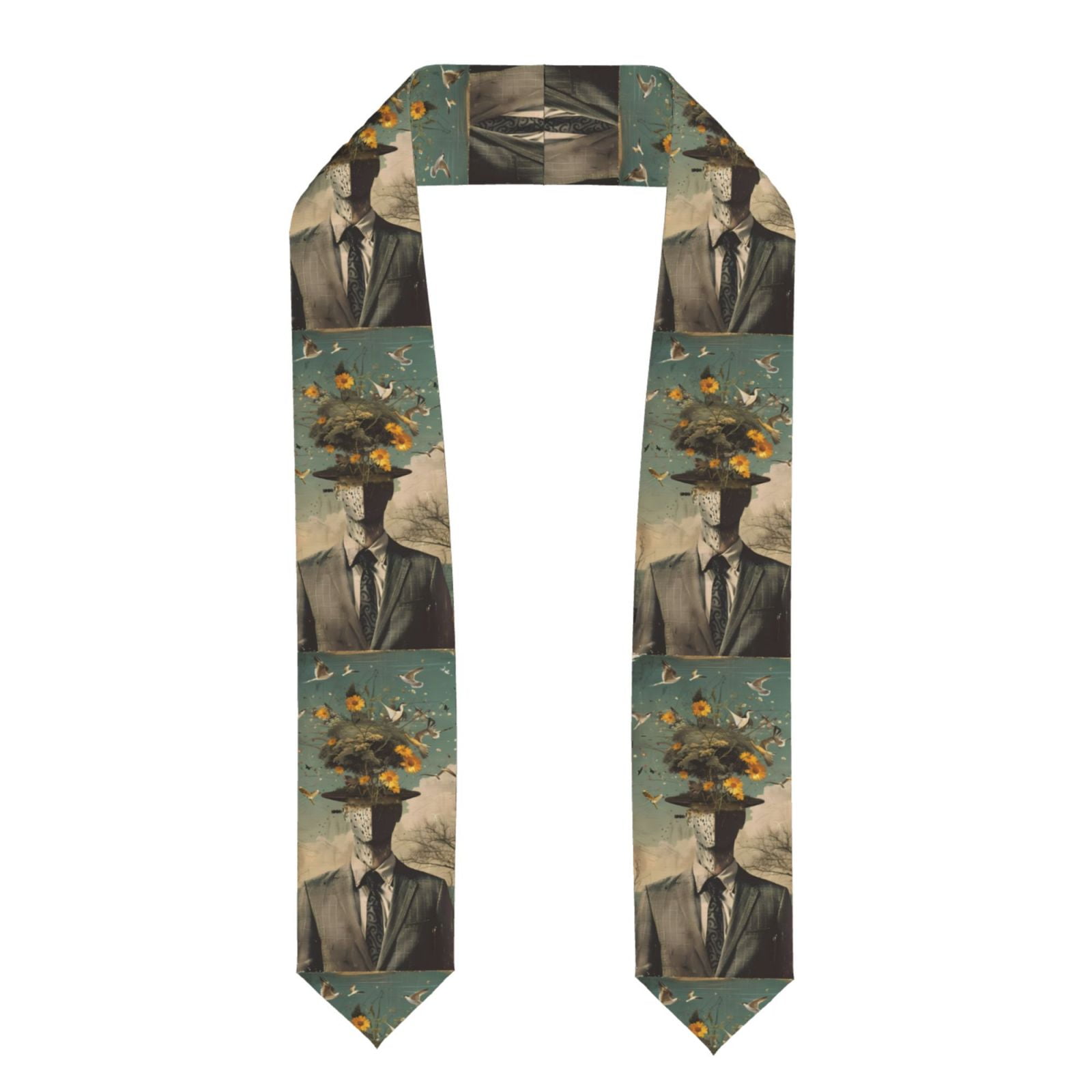 Daiia Surreal Floral Mindscape Pattern Graduation Shawl Stole – Satin ...