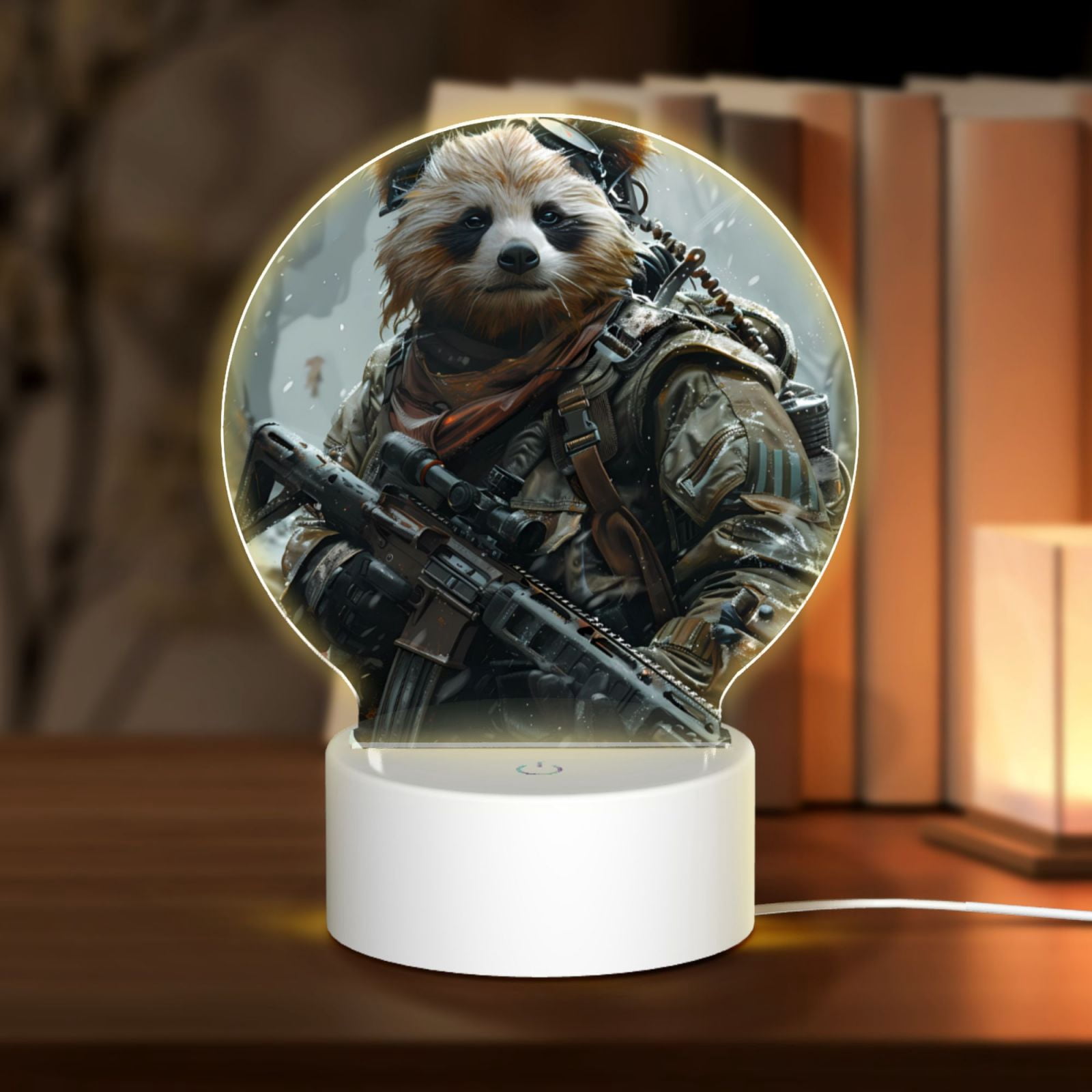 Daiia Surreal Panda Warrior Pattern Acrylic Night Light, LED Touch ...