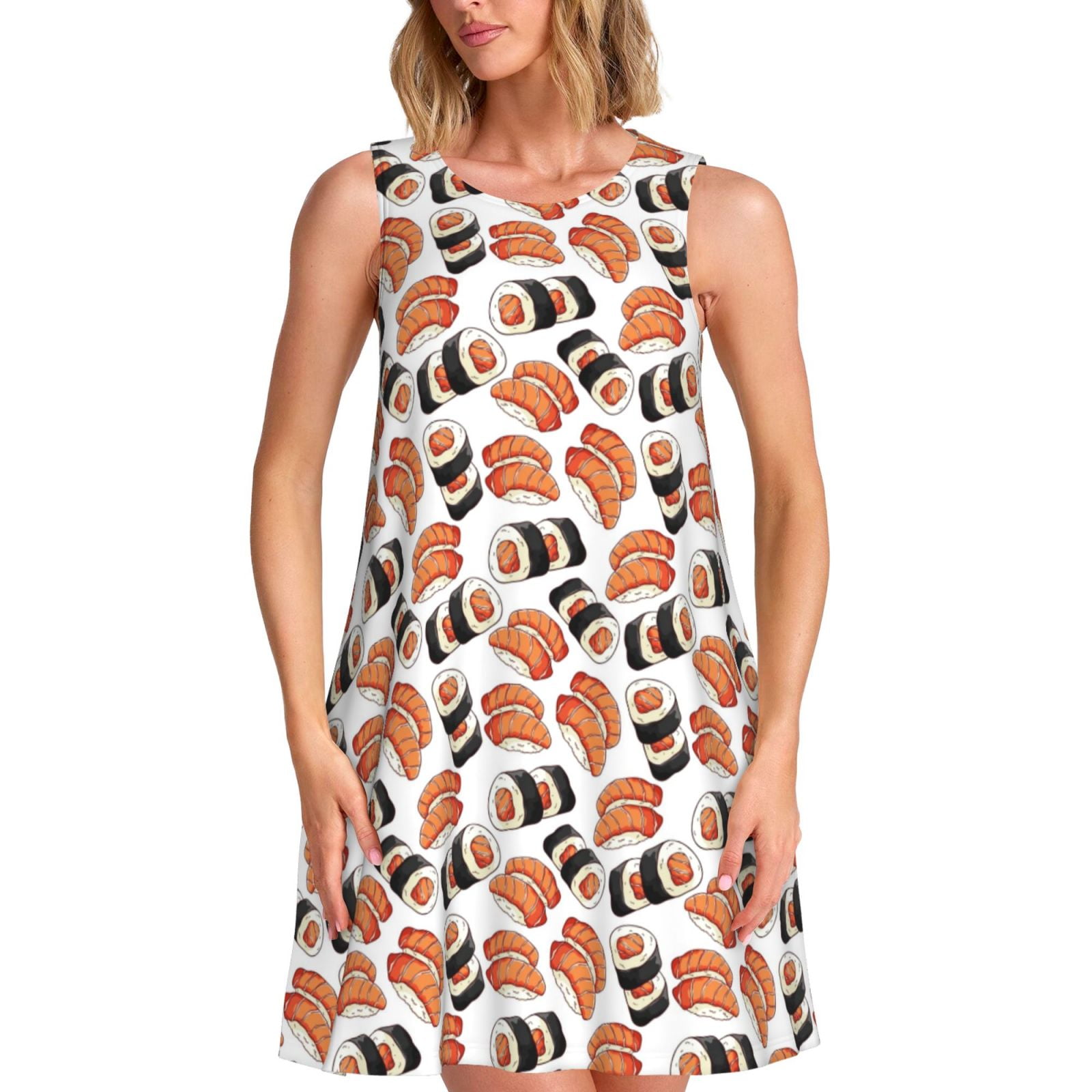 Daiia Sushi Roll Print Women's Dresses 2025 Trendy Short sleeve Dresses ...