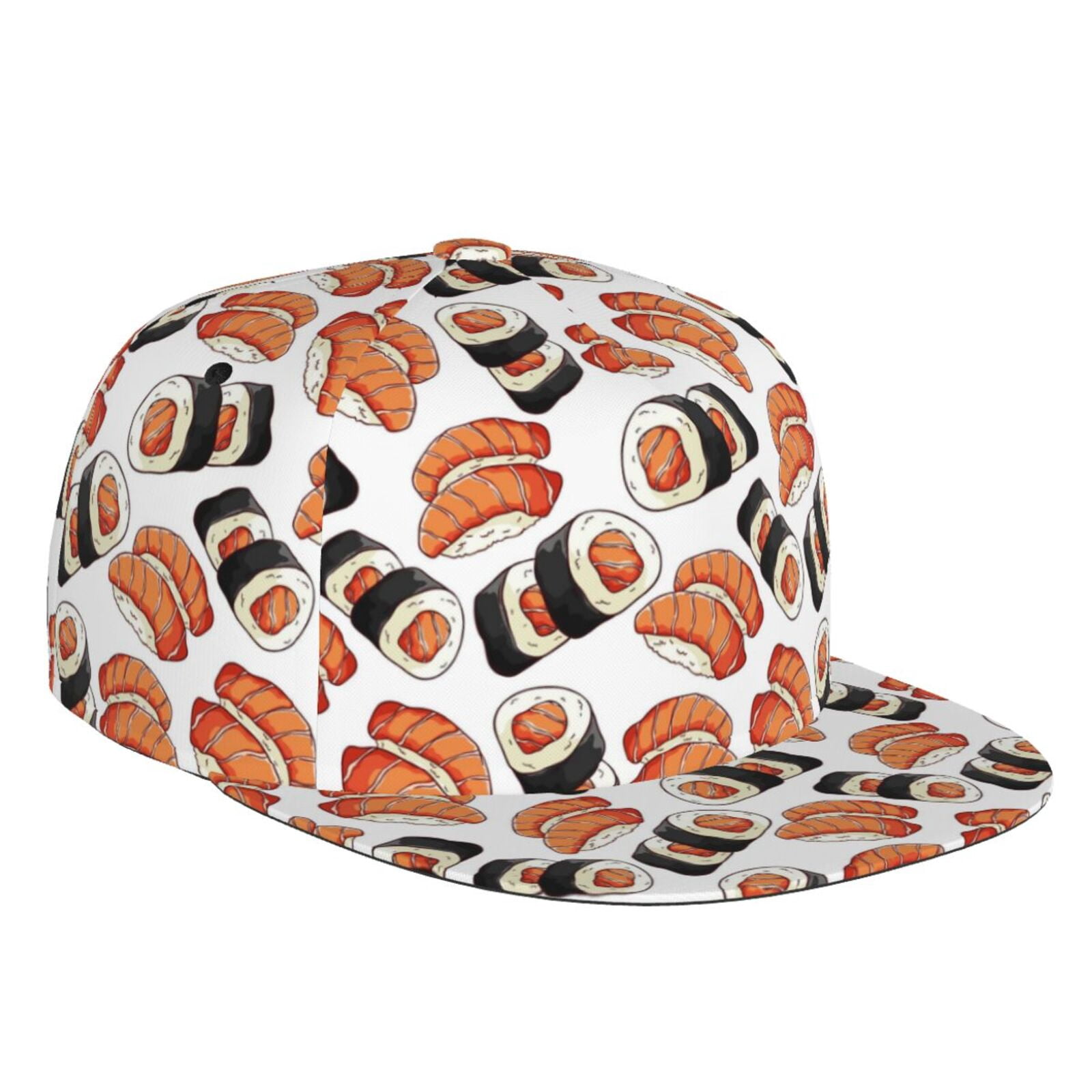 Daiia Sushi Roll print Flat Bill Hats Flat Brim Trucker Cap Baseball ...