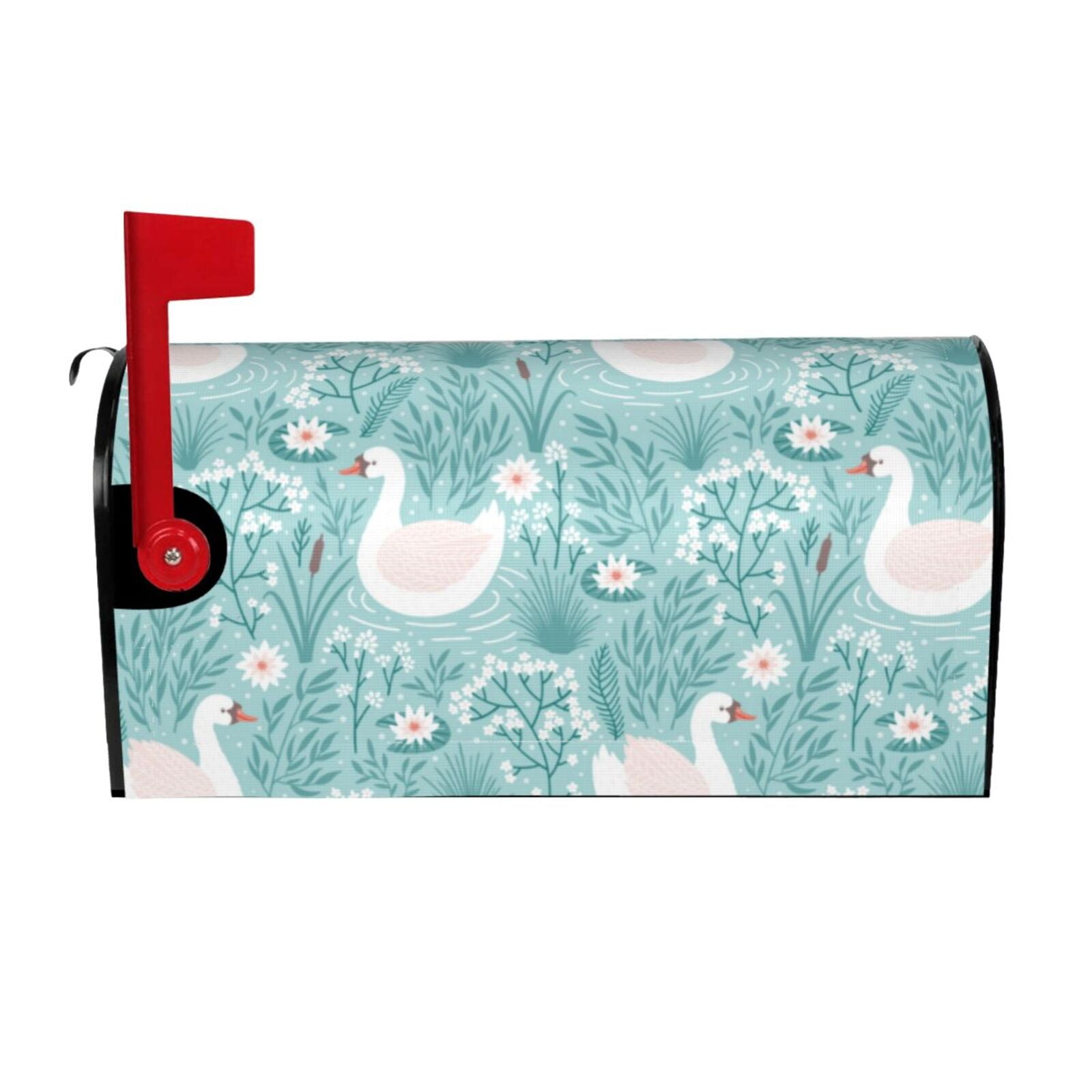 Daiia Swan And Flowers4 Mailbox Cover , Magnetic Welcome Mailbox Wraps ...