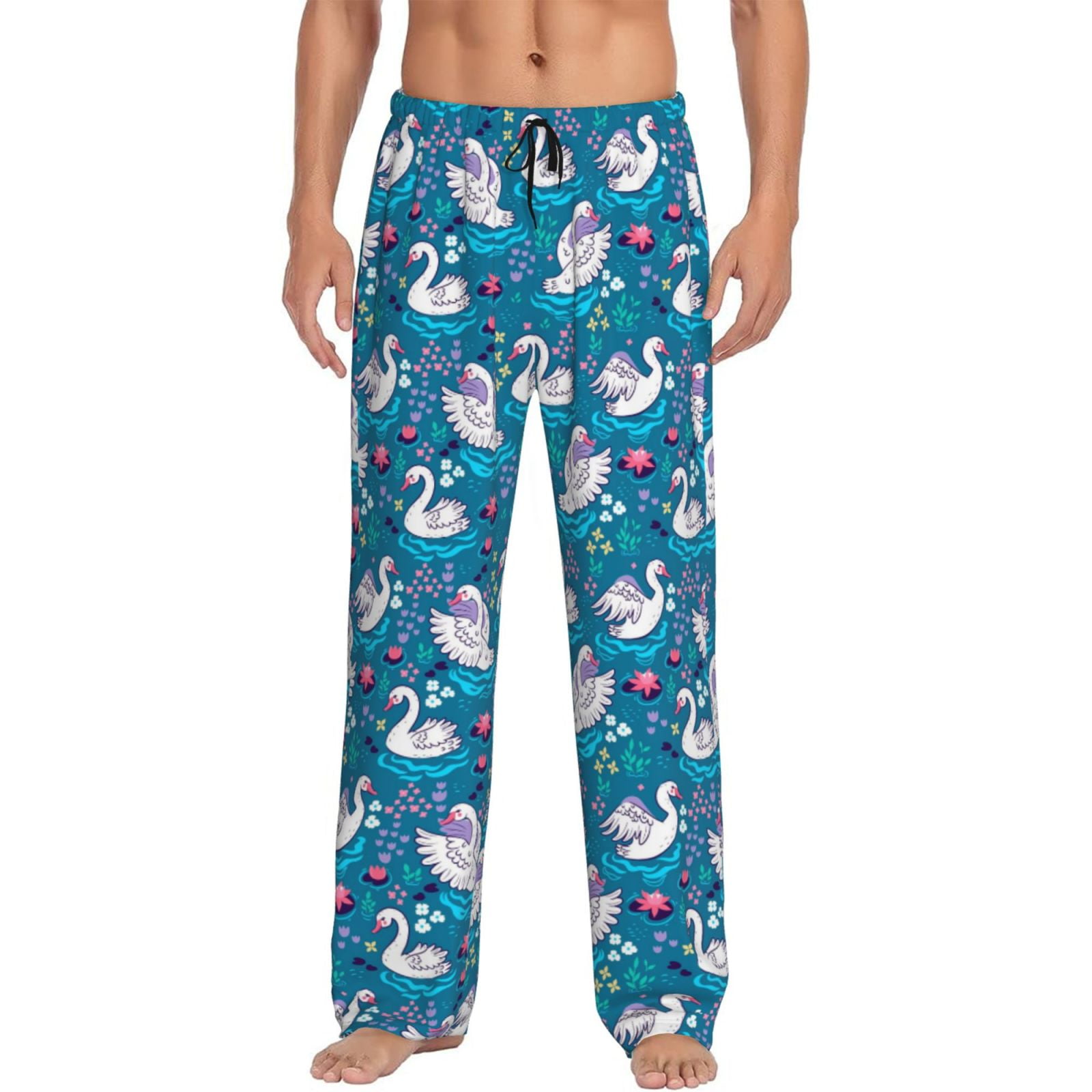 Daiia Swan On The Pond Men's Sleep Pant with Pockets and Drawstring ...