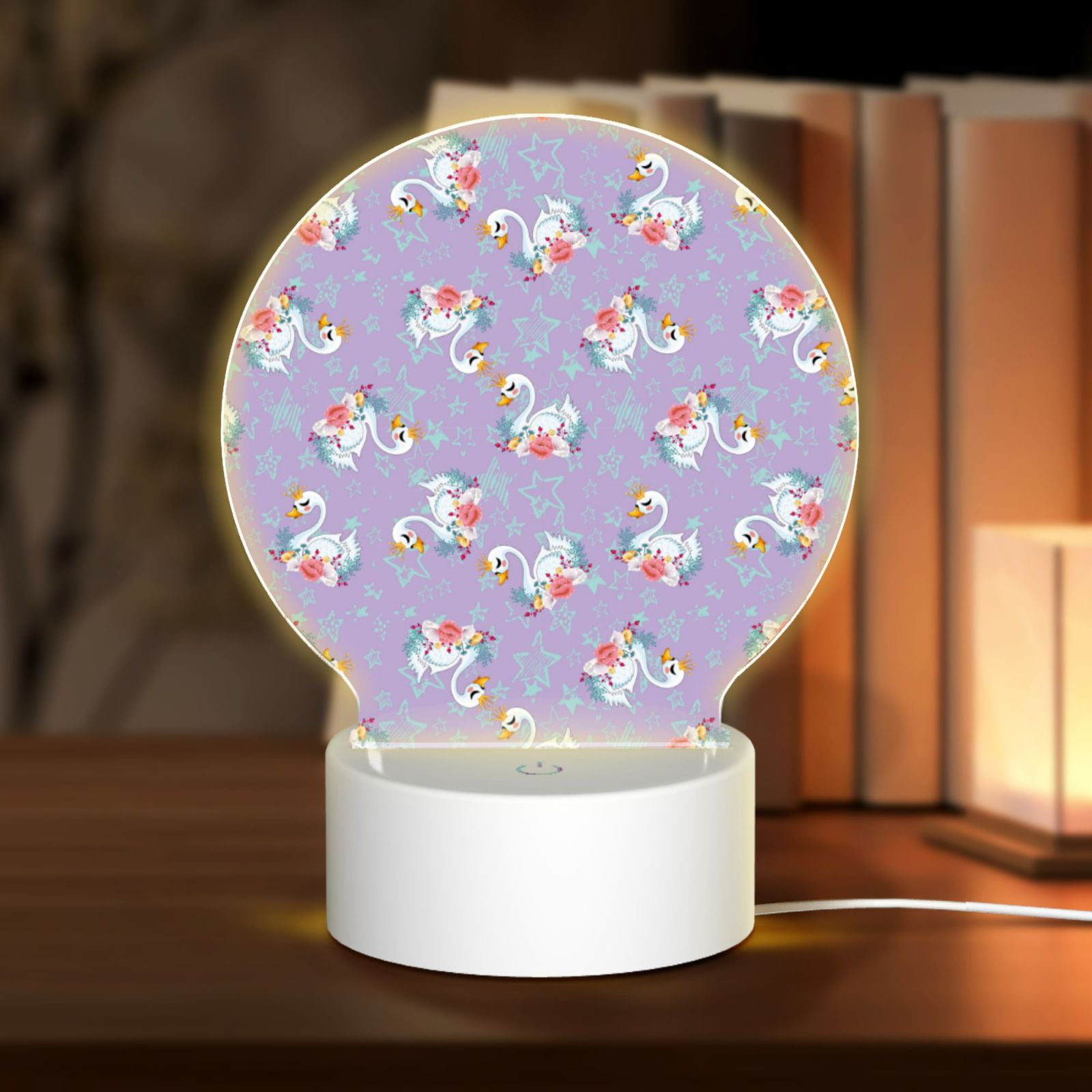 Daiia Swan With Stars Pattern Acrylic Night Light, LED Touch Light ...