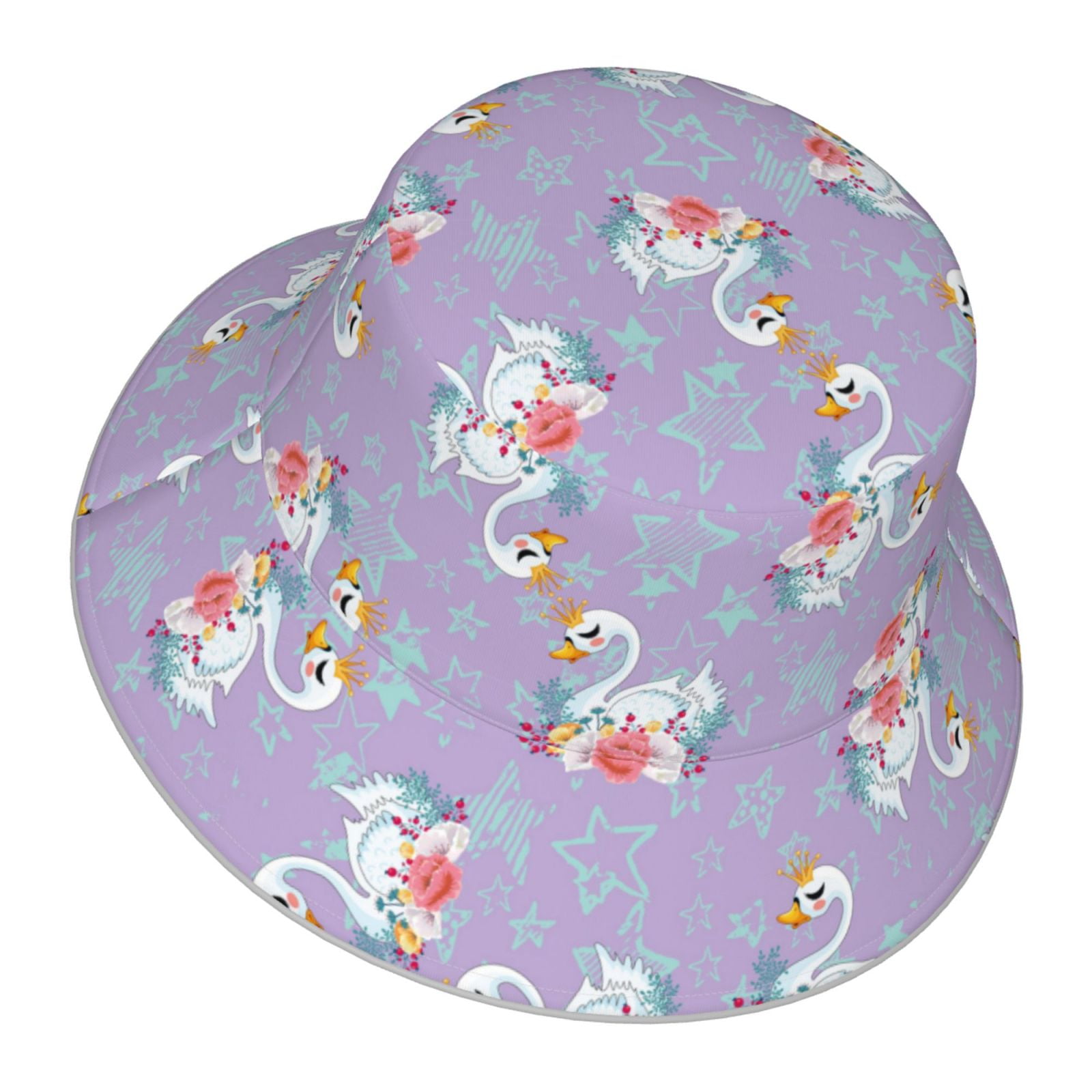 Daiia Swan With Stars Pattern Bucket Hat - Trendy Cotton Sun Hat for ...