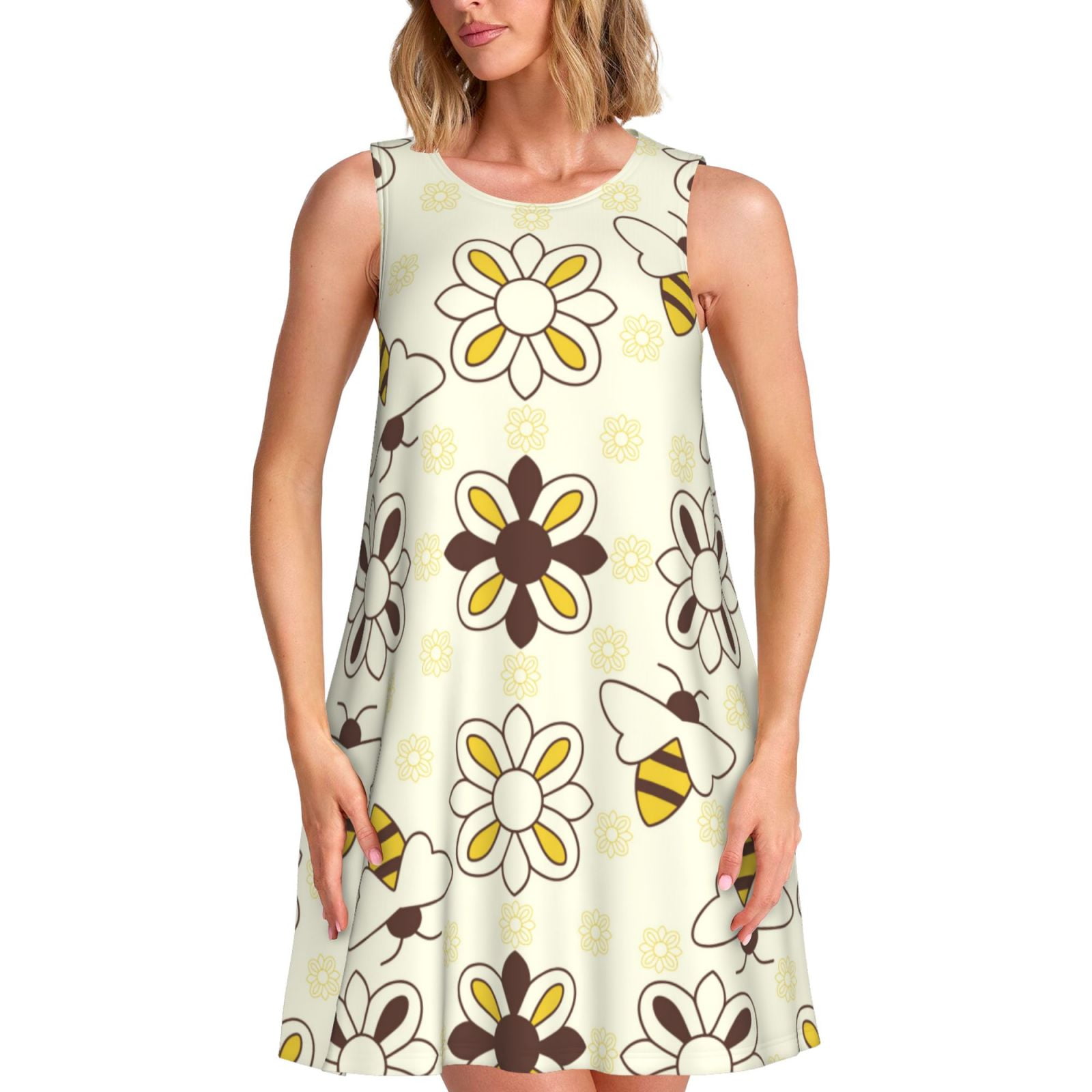 Daiia Sweet Bee Print Women's Dresses 2025 Trendy Short sleeve Dresses ...