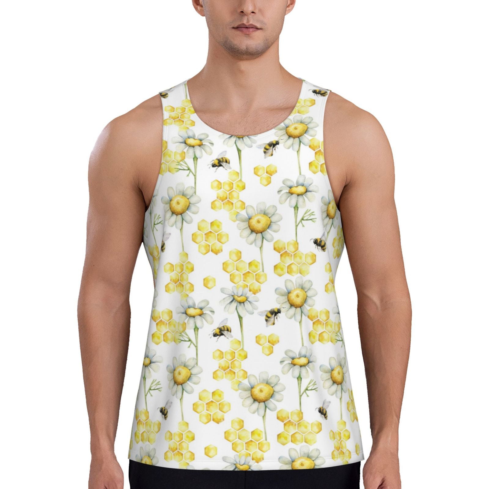 Daiia Sweet Honey Printed Men's Quick Dry Fit Muscle Tank Top Slim-Fit ...