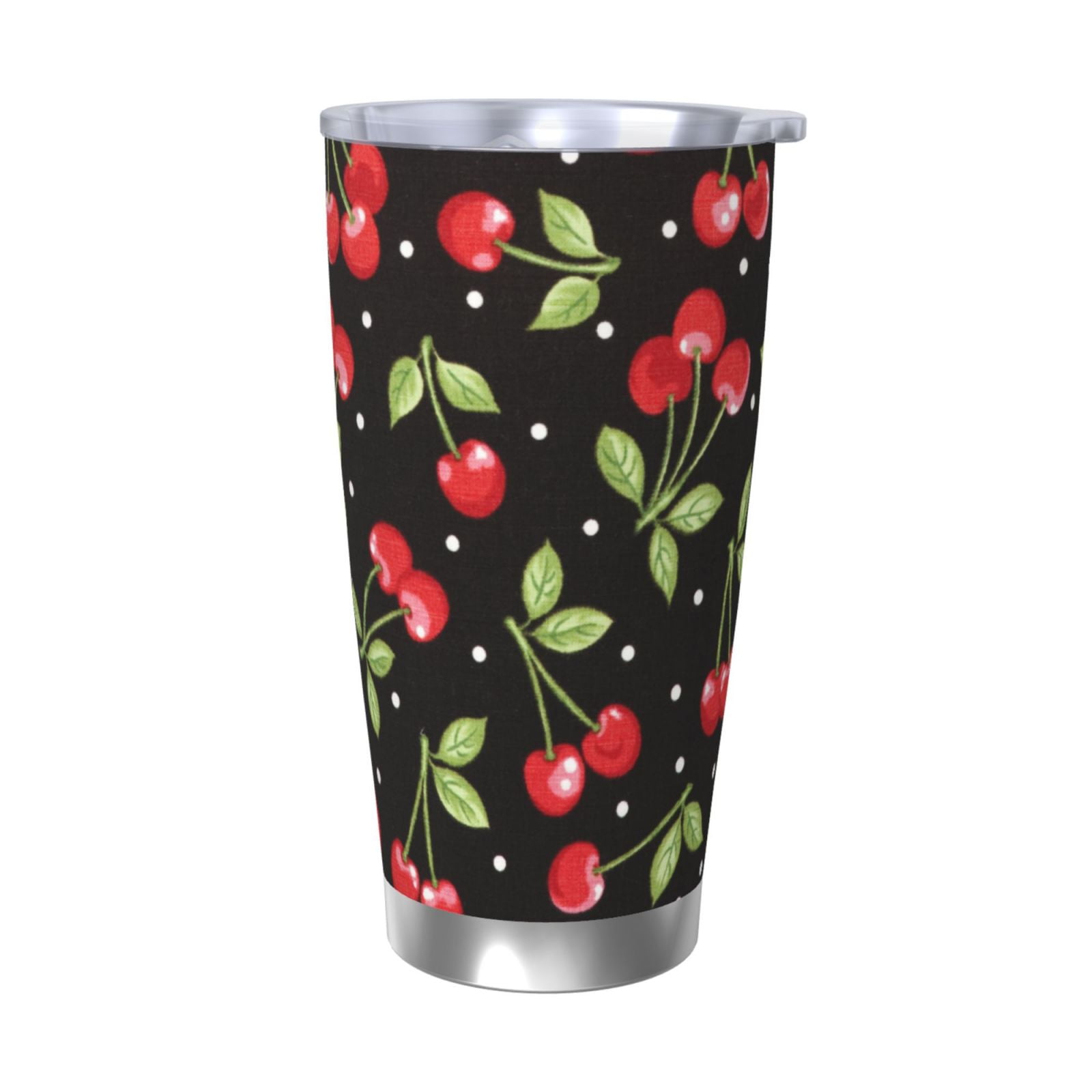 Daiia Sweet Red Cherry Printed 20oz Insulated Coffee Cup with Straw ...