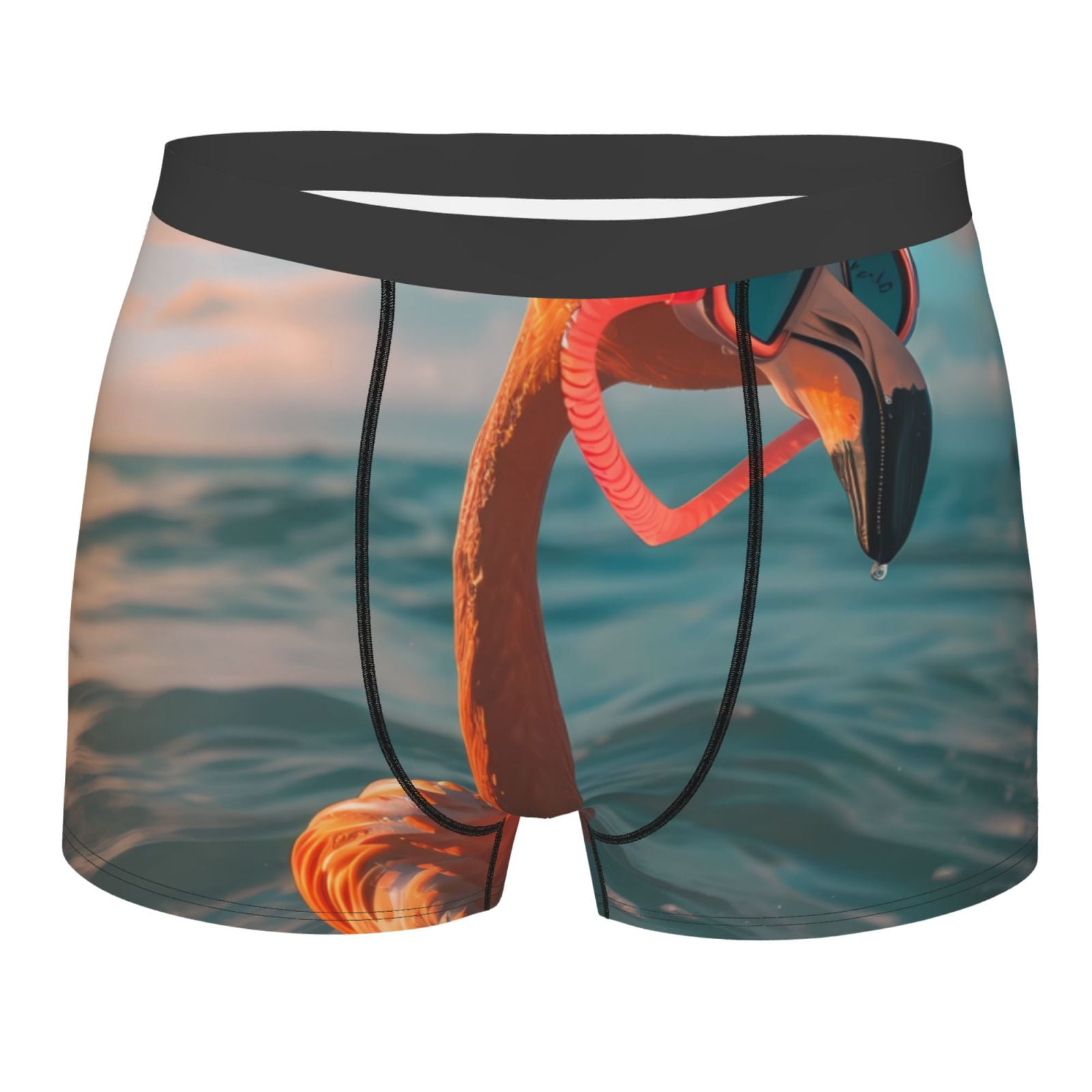 Daiia Swimming Goggled Flamingo Men's Underwear Boxer Briefs, Cotton ...