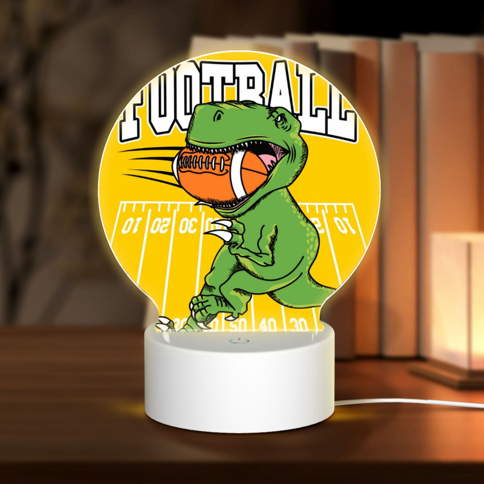 Daiia T-Rex Playing Football Pattern Acrylic Night Light, LED Touch ...