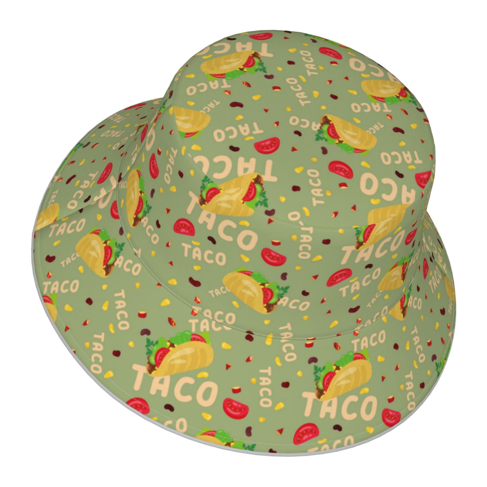 Daiia Taco Pattern Bucket Hat - Trendy Cotton Sun Hat for Beach, Golf ...