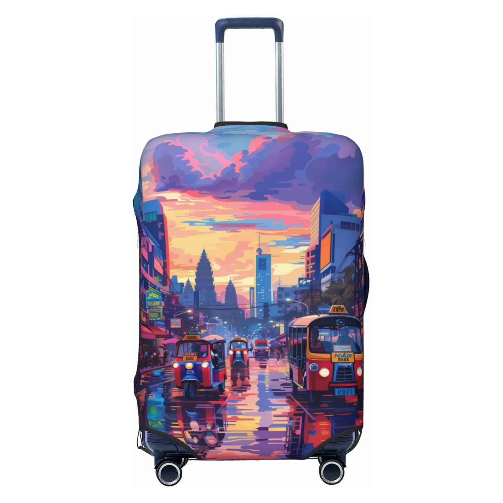 Daiia Taxi Colorful Town Luggage Cover, Thickened Washable Travel ...