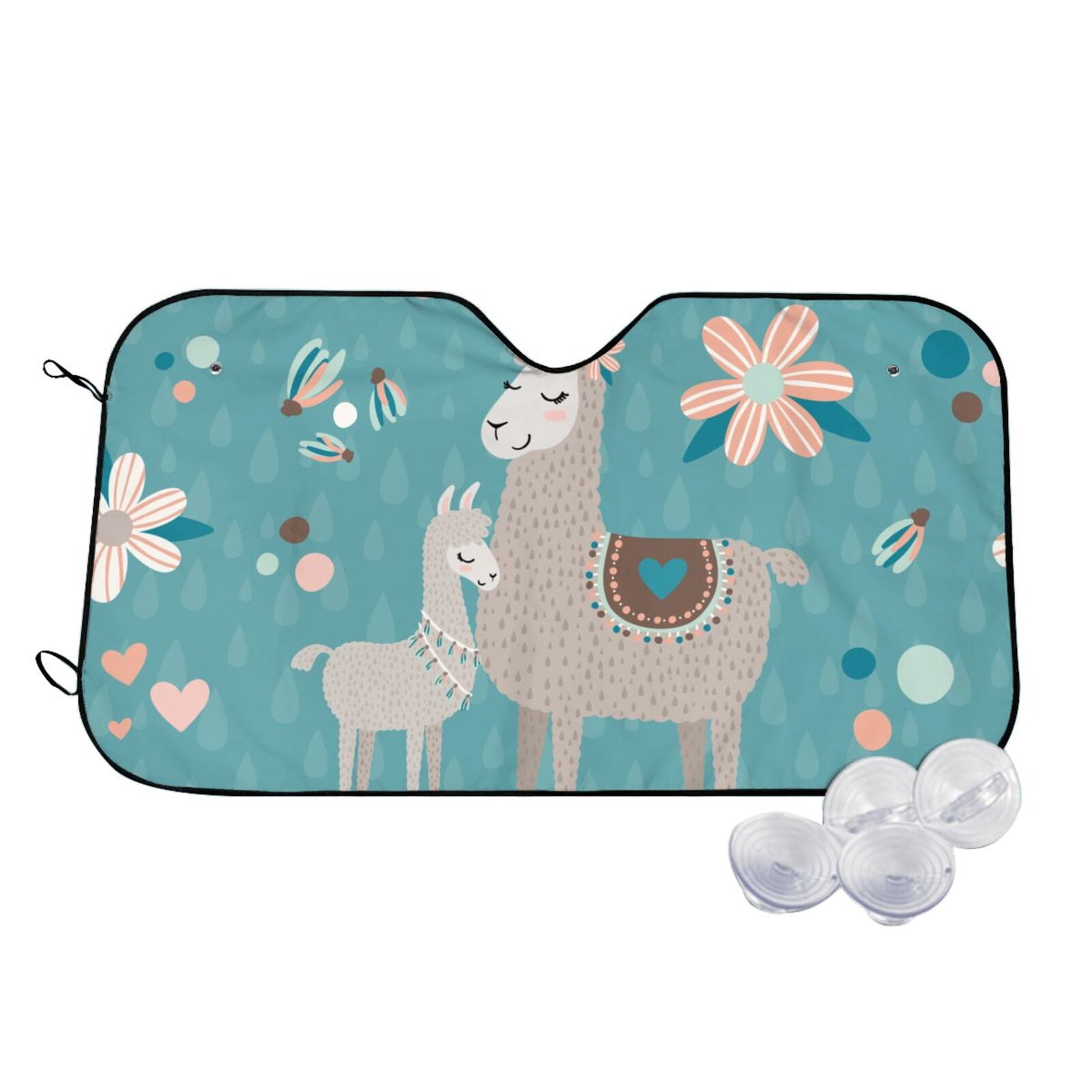 Daiia Teal Mama Llama Windshield Sun Shade for Car SUV Truck (Medium ...