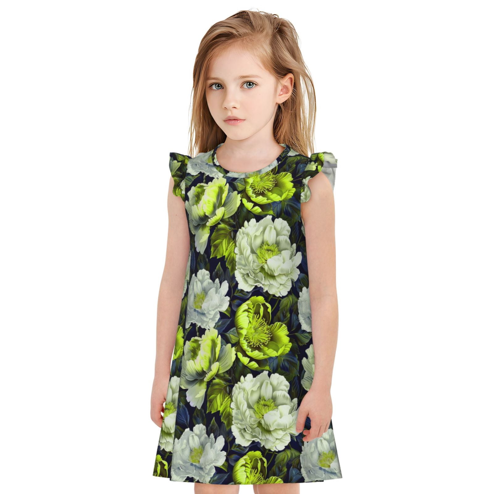 Daiia Teal floral elegance Print Girls Nightgowns, Unicorn Nightgown ...