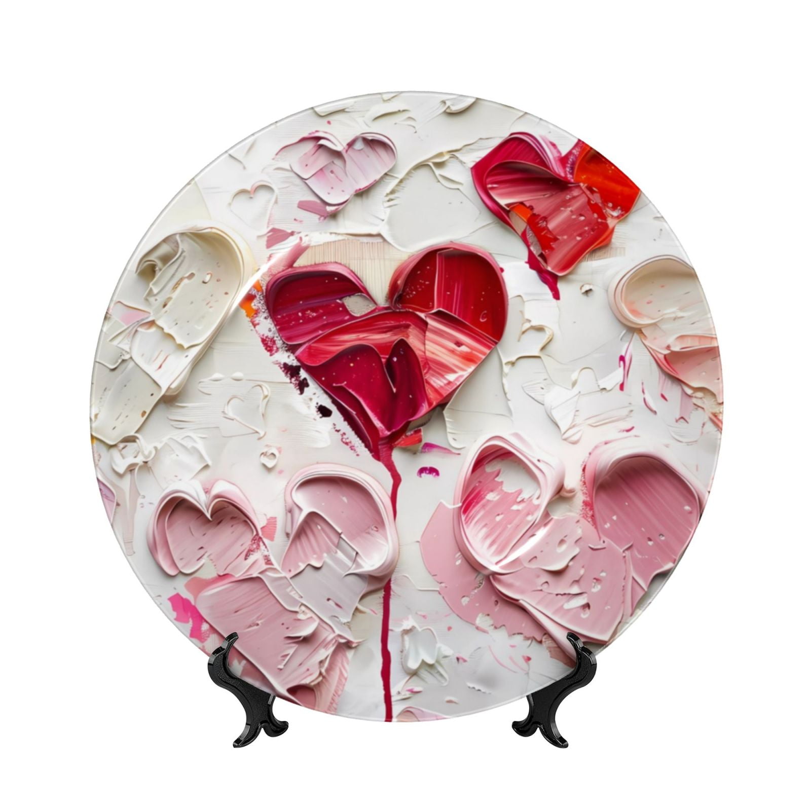 Daiia Textured Heart Abstract Art Printed Pattern Ceramic Plate Dinner ...