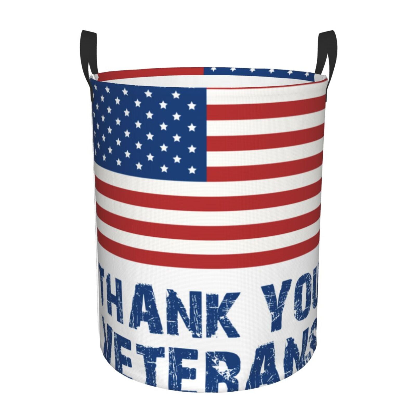 Daiia Thank You Veterans Round Laundry Basket with Handles Thickened ...