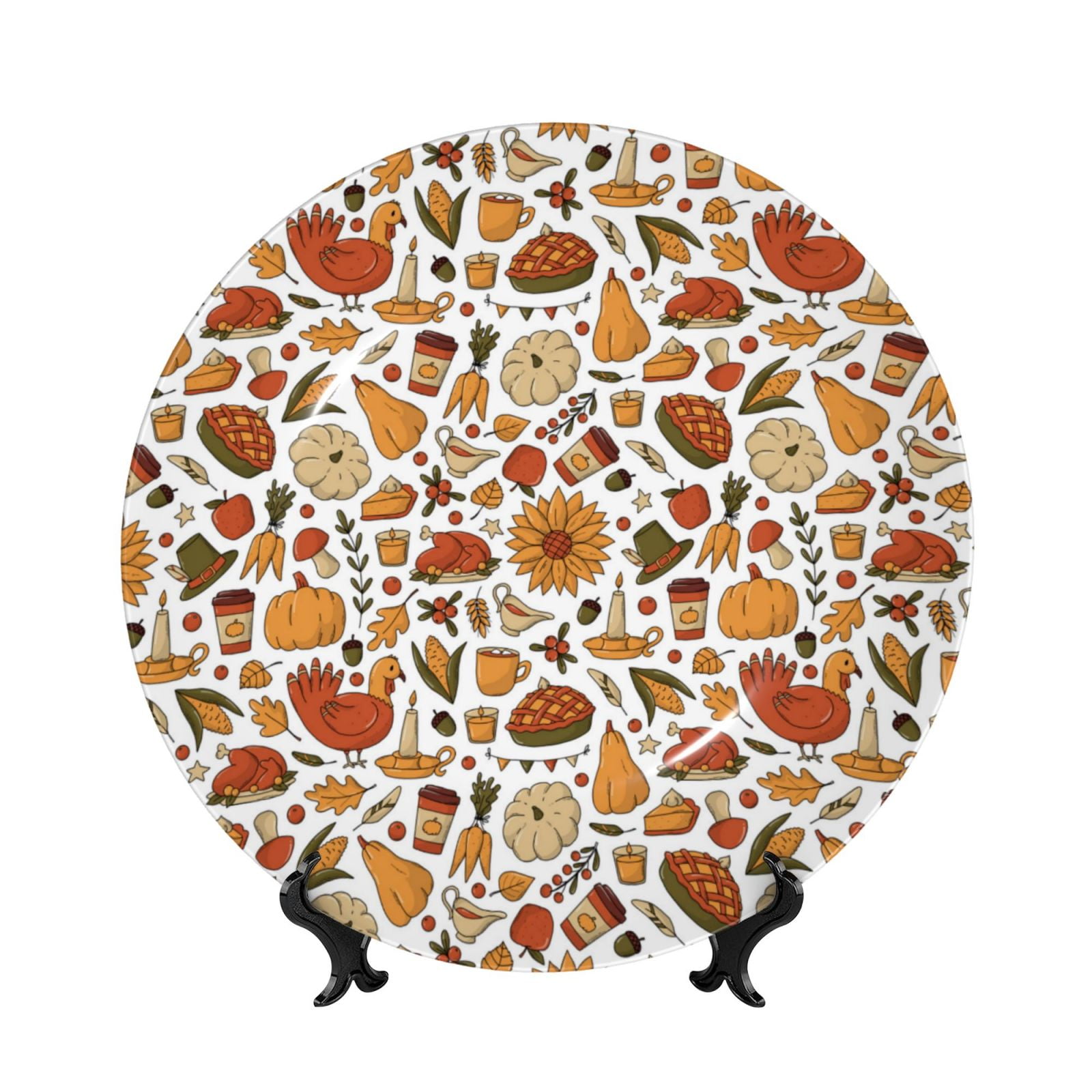 Daiia Thanksgiving Food Printed Pattern Ceramic Plate Dinner Plates ...