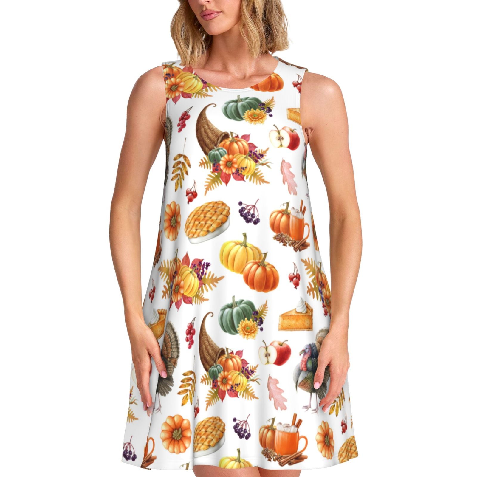 Daiia Thanksgiving Turkeys 1 Print Women's Dresses 2025 Trendy Short ...