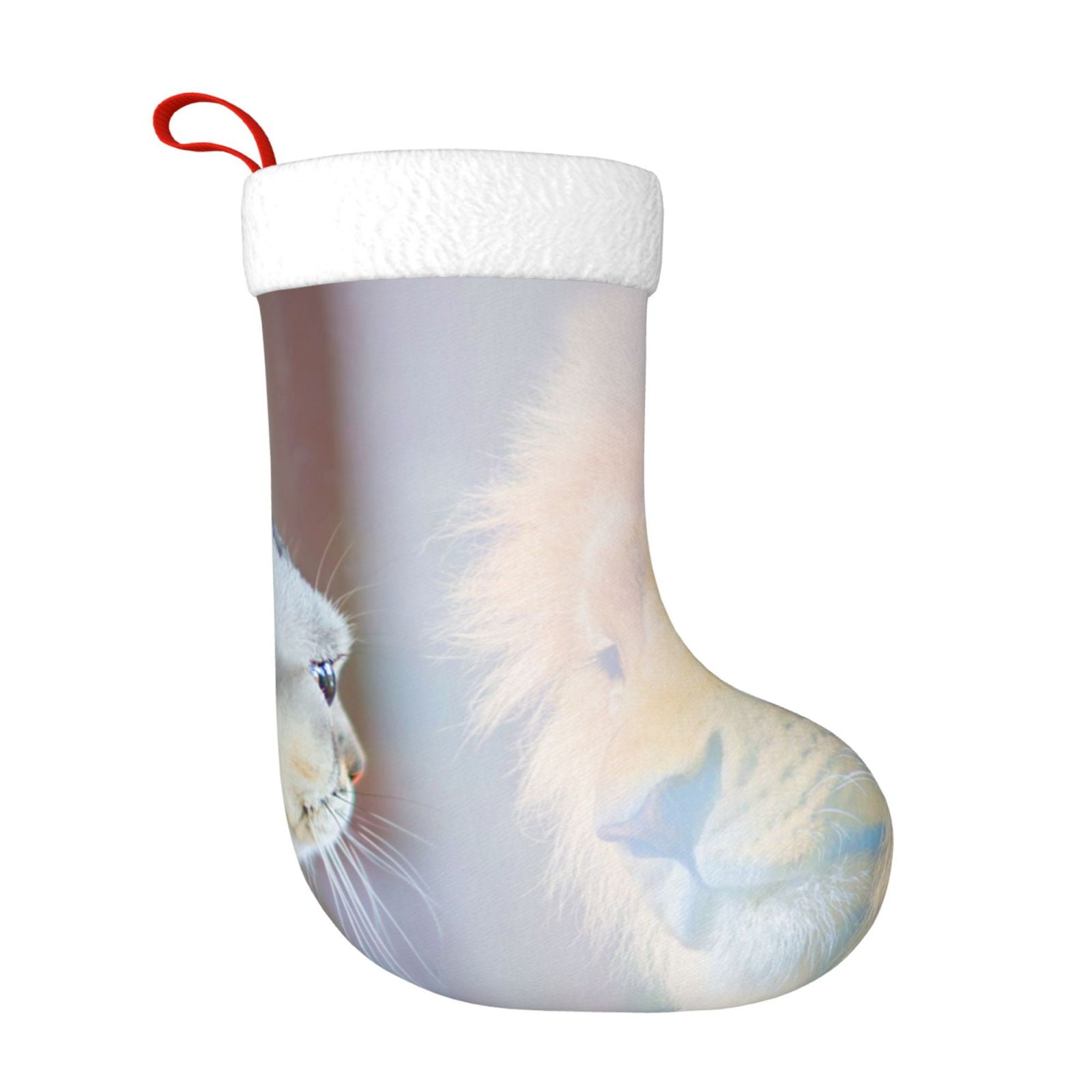 Daiia The Cat Looks in the Mirror Print Christmas Stocking，18"Large ...