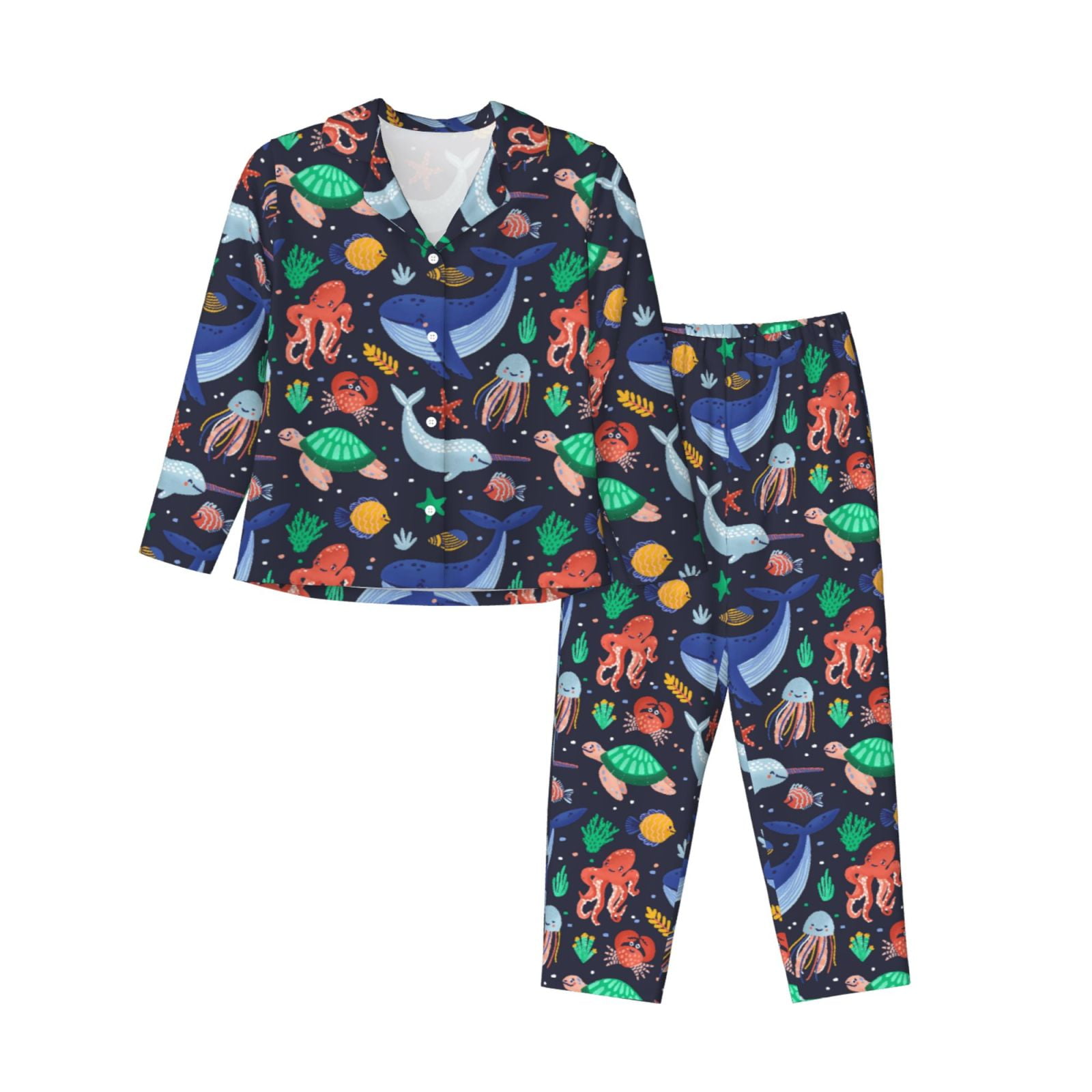 Daiia The Underwater World for Women's Long-Sleeved Pajama Set – Soft ...